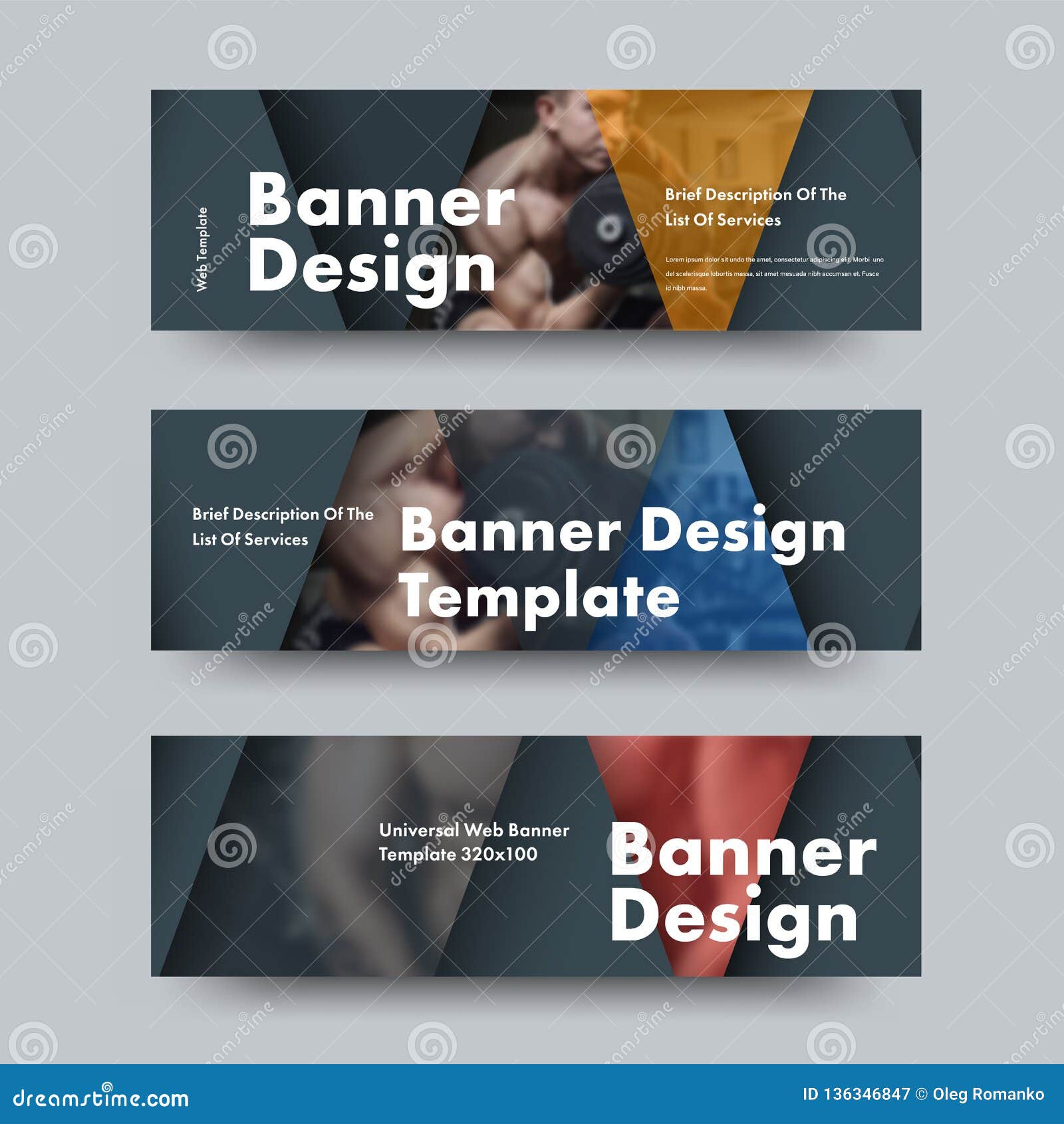 Design of Black Vector Horizontal Web Banners with Triangular Color ...