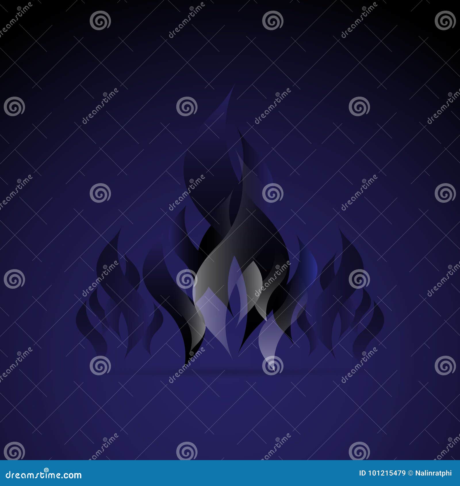 Design Blue Fire Flame Element with Smoke Stock Vector - Illustration ...