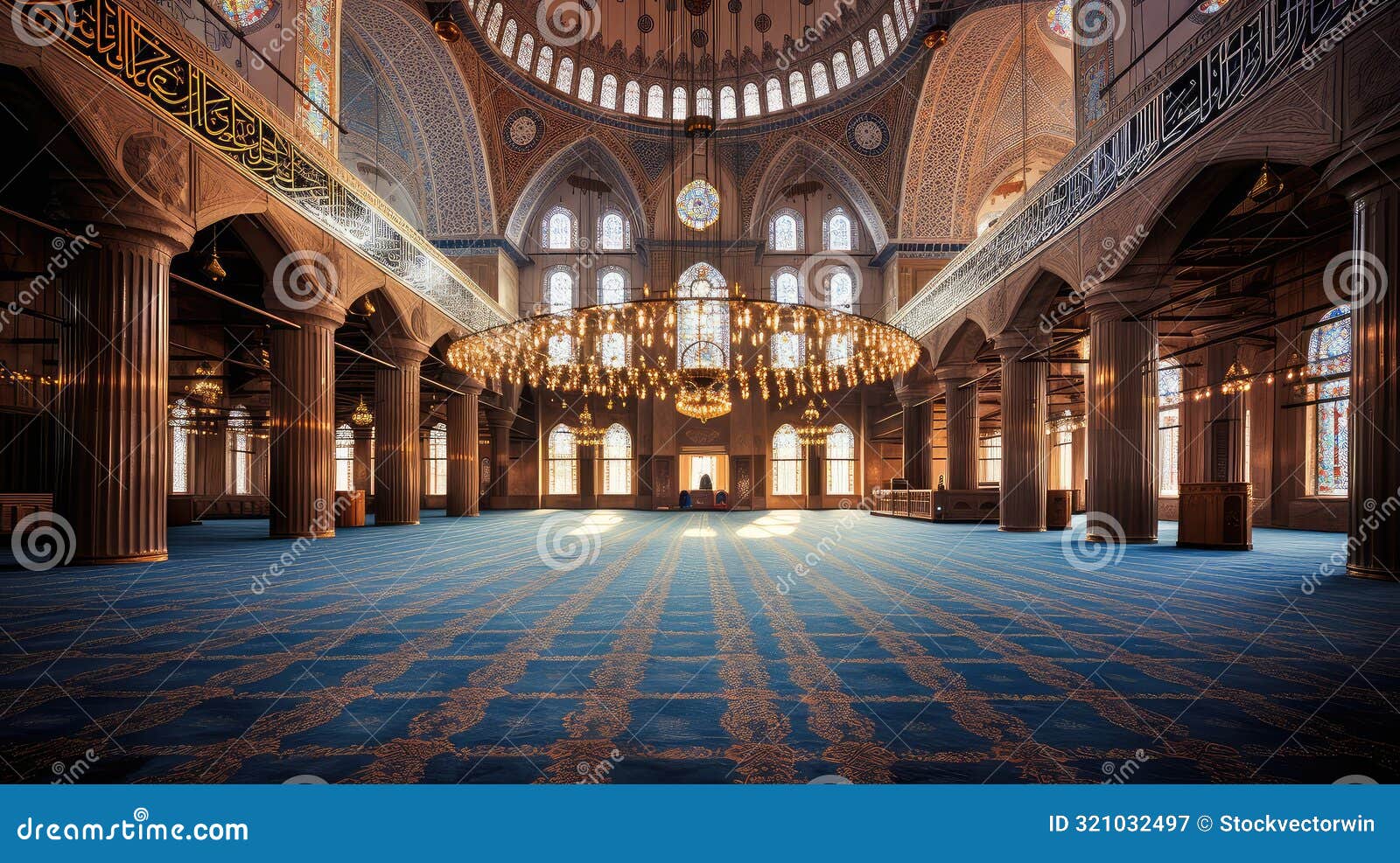 Design Blue Mosque Interior Stock Image - Image of mihrab, design ...
