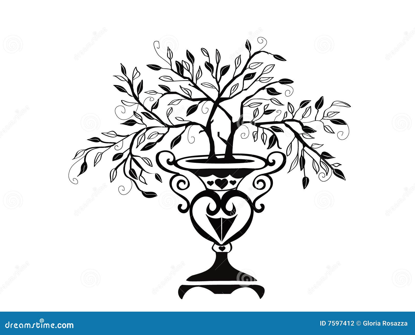 Bonsai Tree Enso Gold Circle, Feng Shui Symbol Asian Art Calligraphy ...