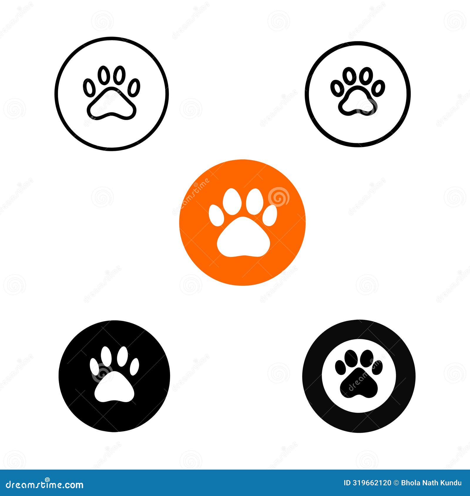 This Vector Illustration Features a Circular Icon in the Shape of a Paw ...