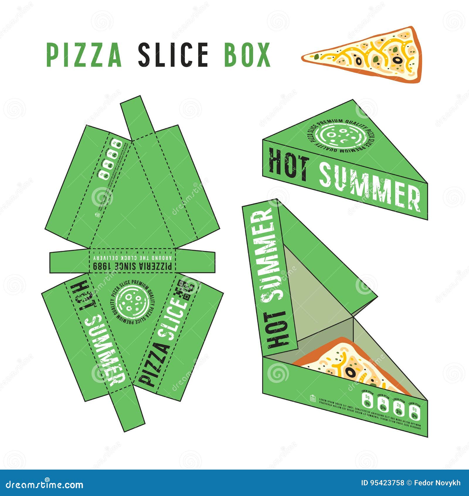 Design of Box for Pizza Slice Stock Vector - Illustration of branding ...