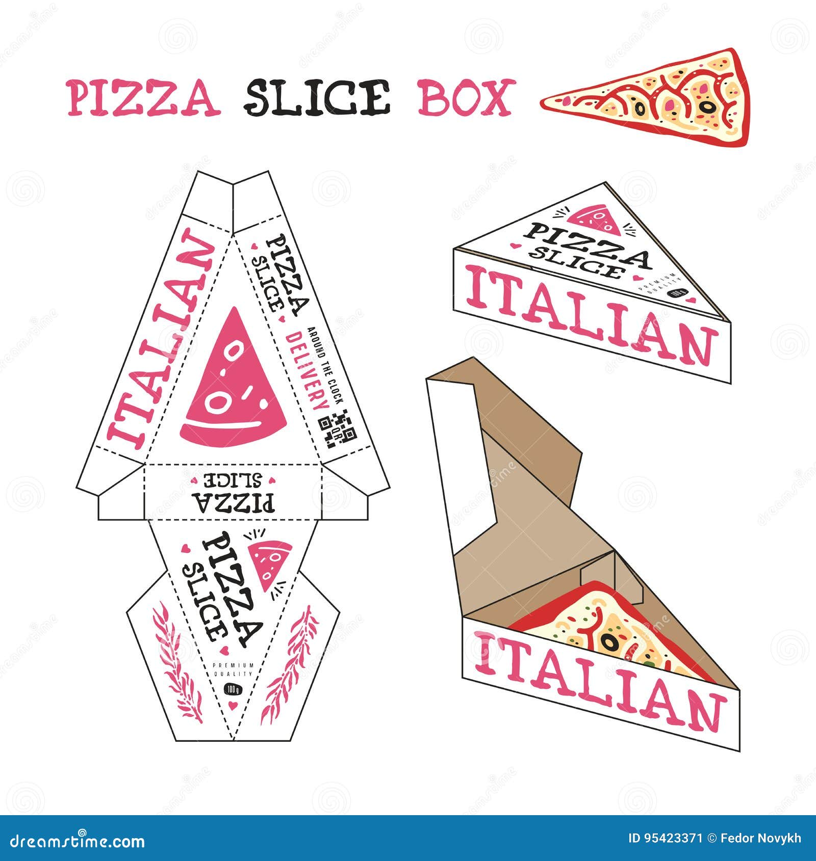 Design of Box for Pizza Slice Stock Vector - Illustration of package ...