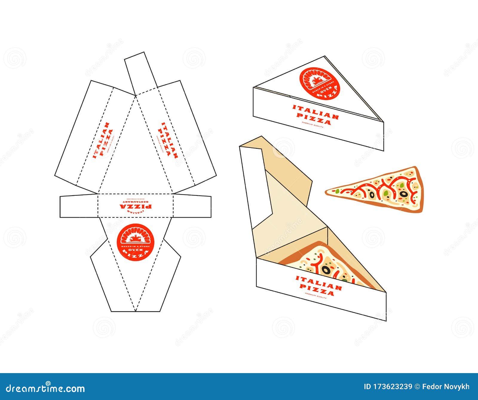 Design of Box for Pizza Slice Stock Vector - Illustration of flat ...