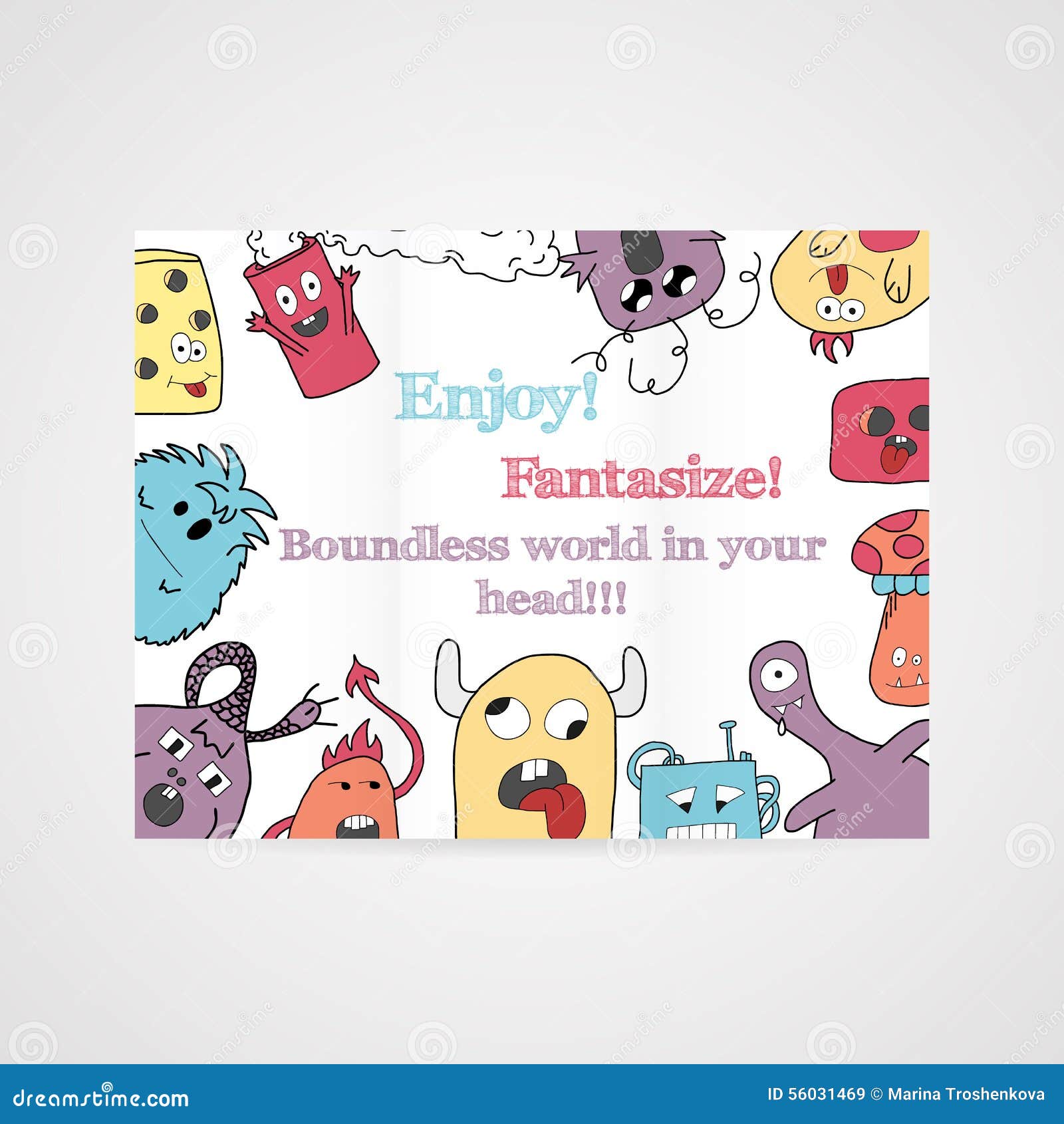 Design Of Brochure With Abstract Monsters Pattern Cartoon Vector ...