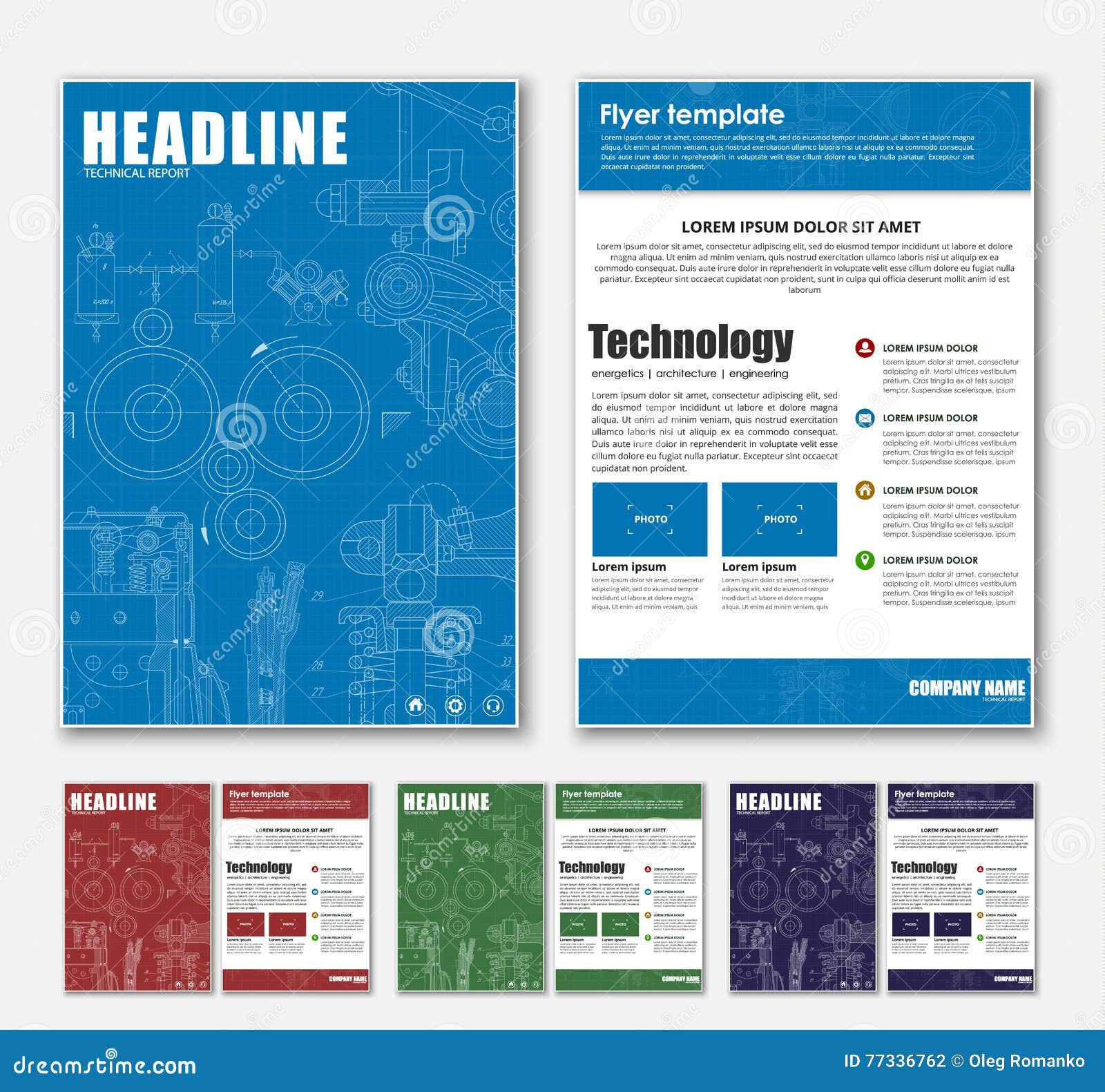 Design Brochures with Technical Drawings Stock Vector - Illustration of ...