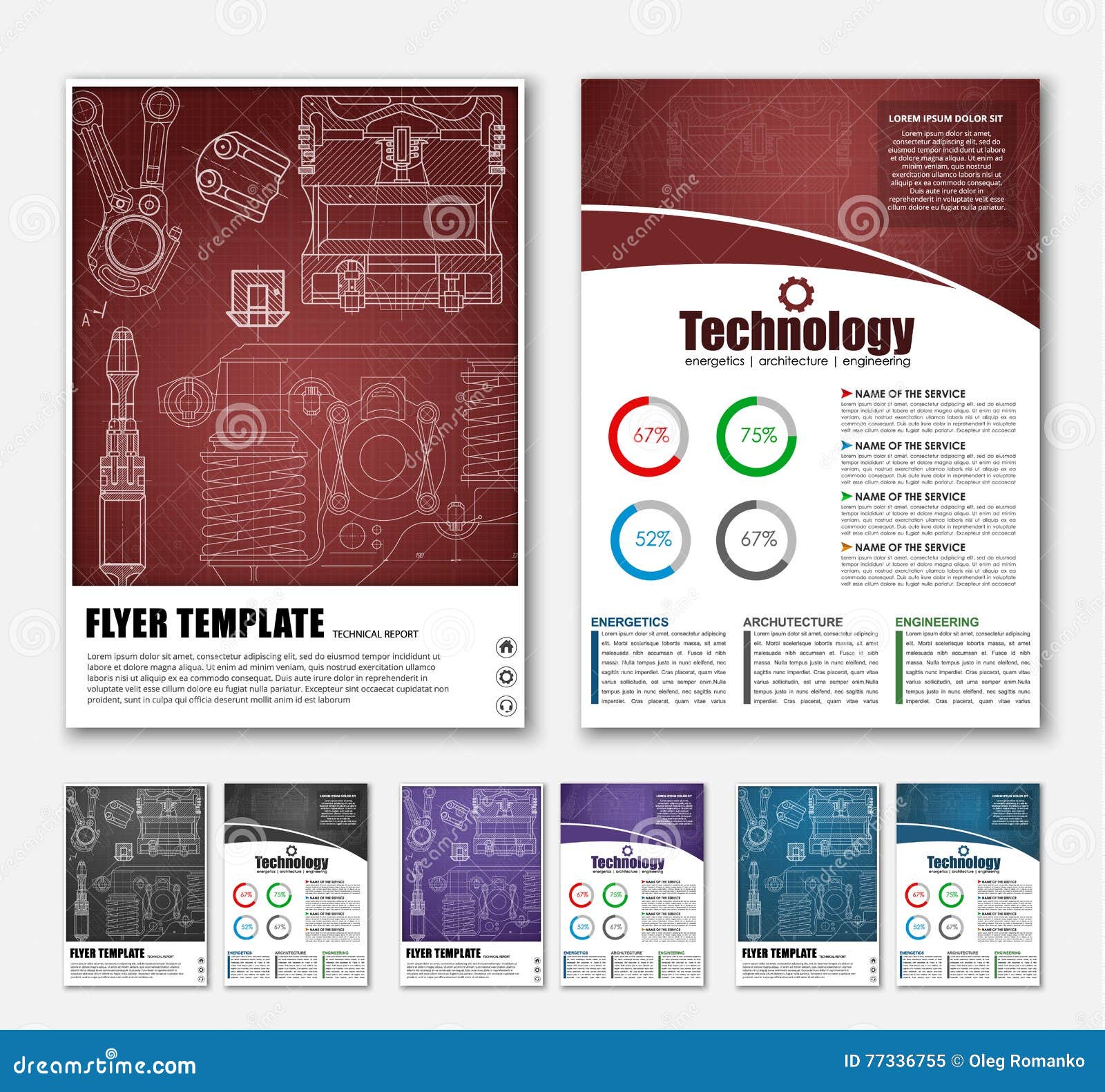 Design Brochures with Technical Drawings Stock Vector - Illustration of ...