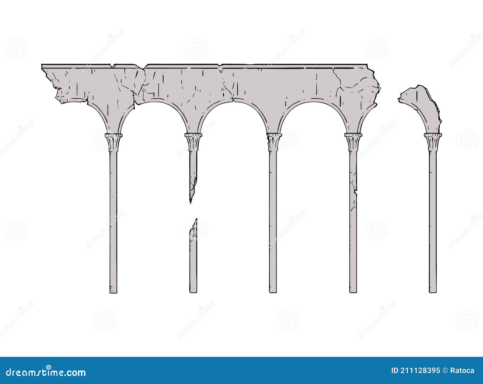 Design of Broken Old Architecture Stock Vector - Illustration of arch ...