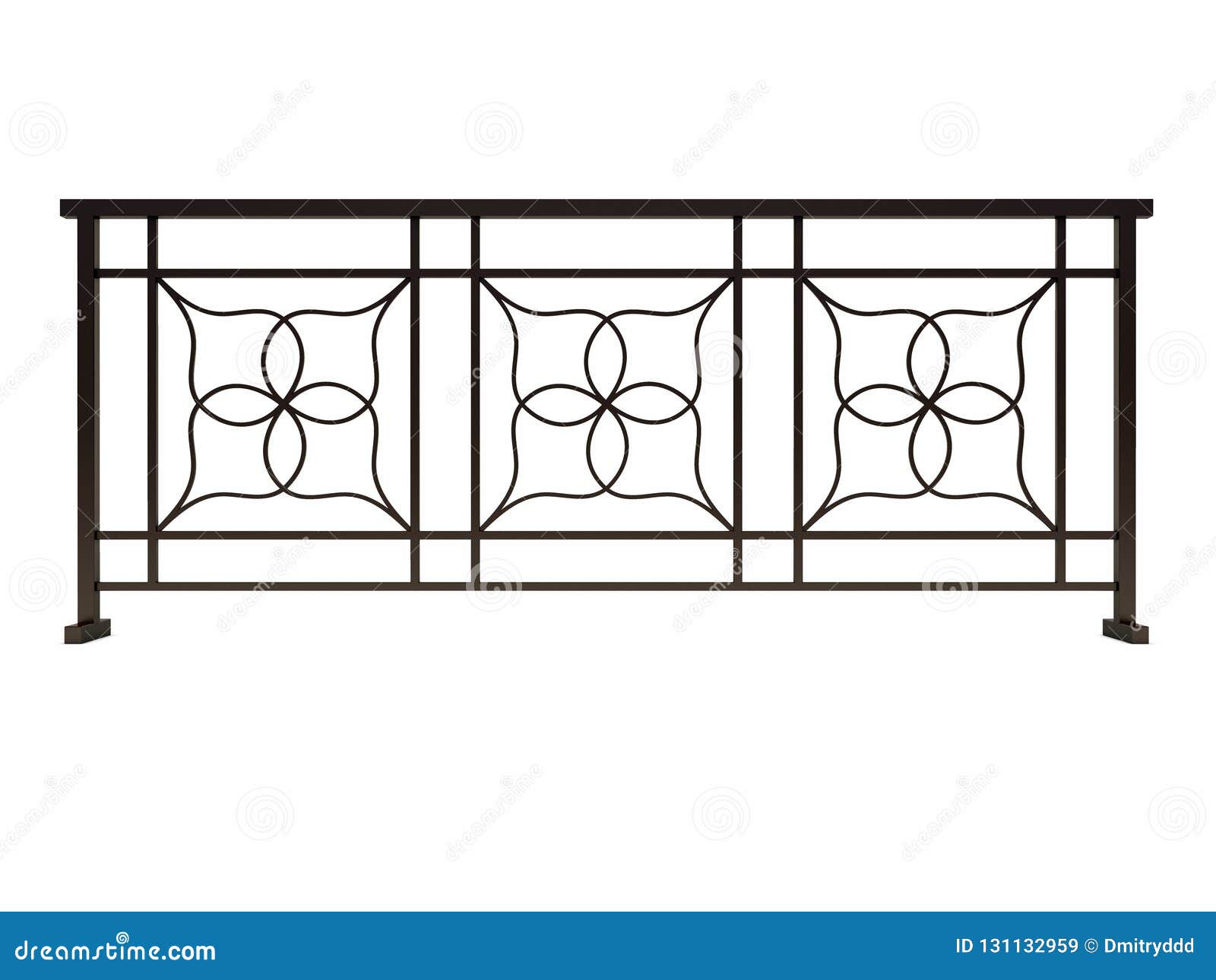 Design Brown Metal Railing Render 3d Model Stock Illustration ...