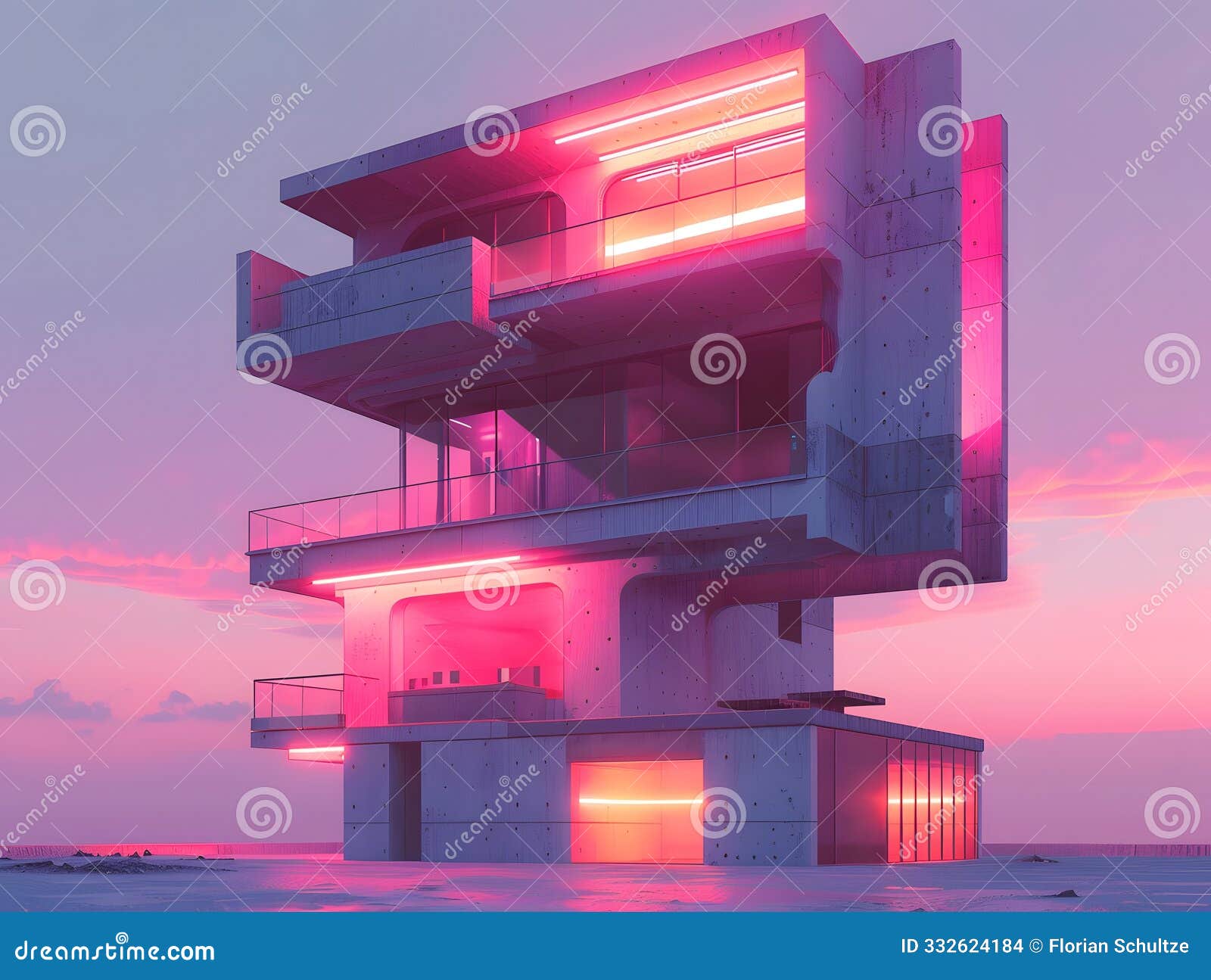 Design a Brutalist Inspired Building with a Calm Background Stock ...