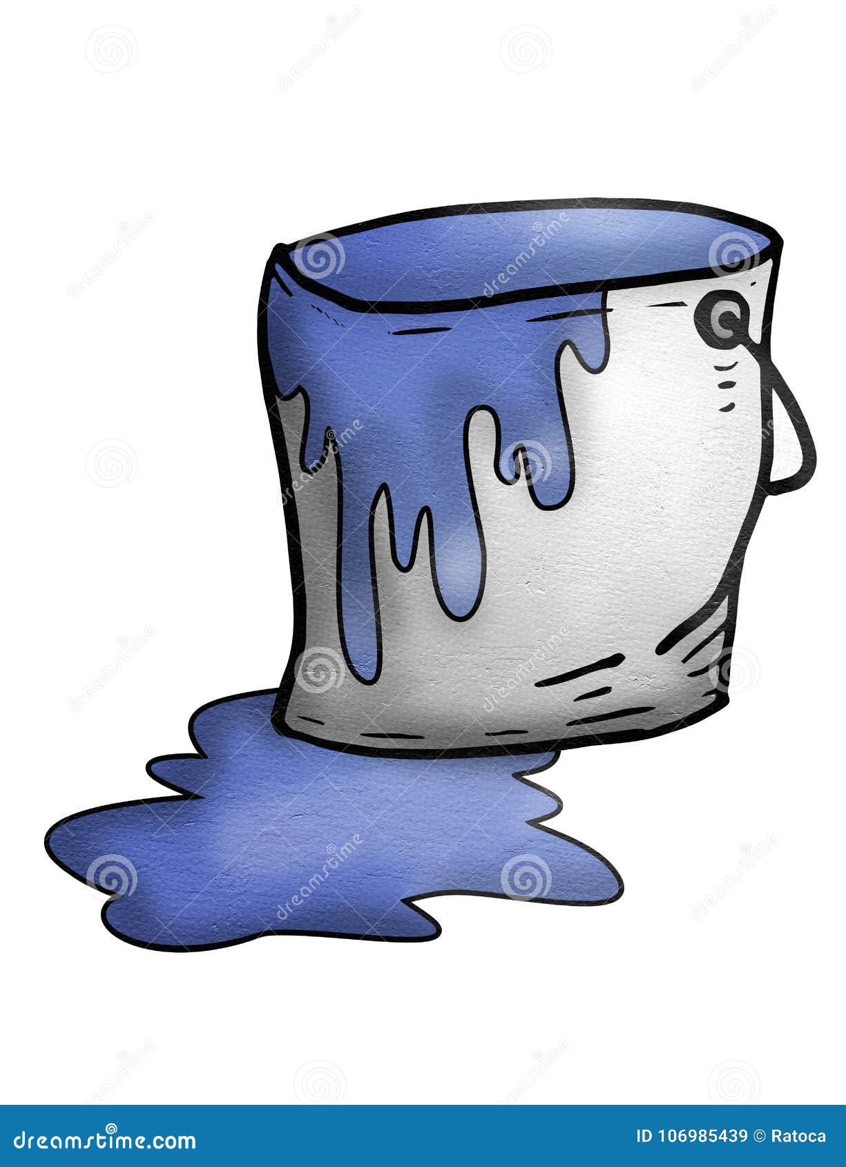 Bucket with blue paint stock illustration. Illustration of painting ...