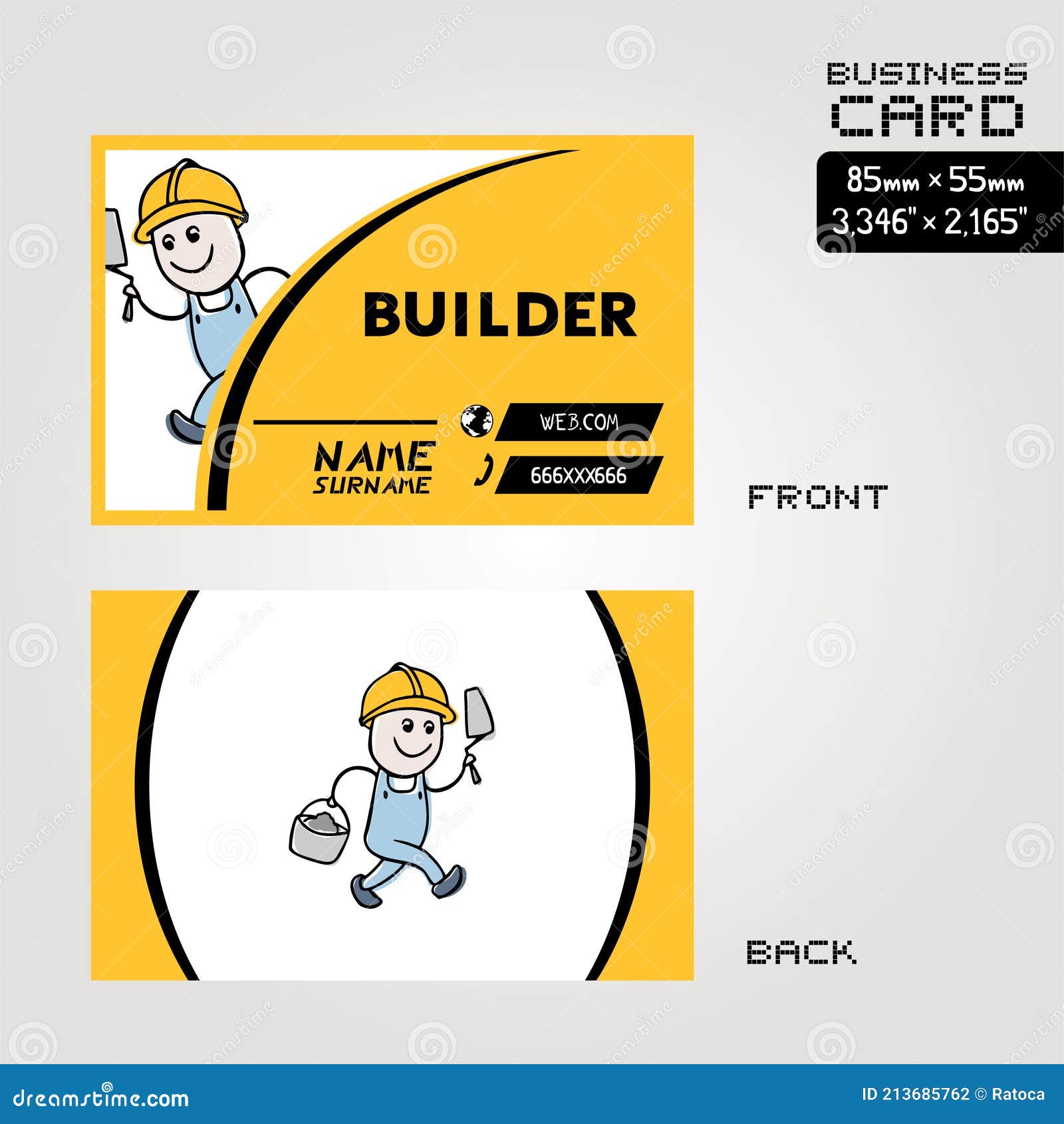 Design of Builder Worker Visit Card Stock Vector - Illustration of ...