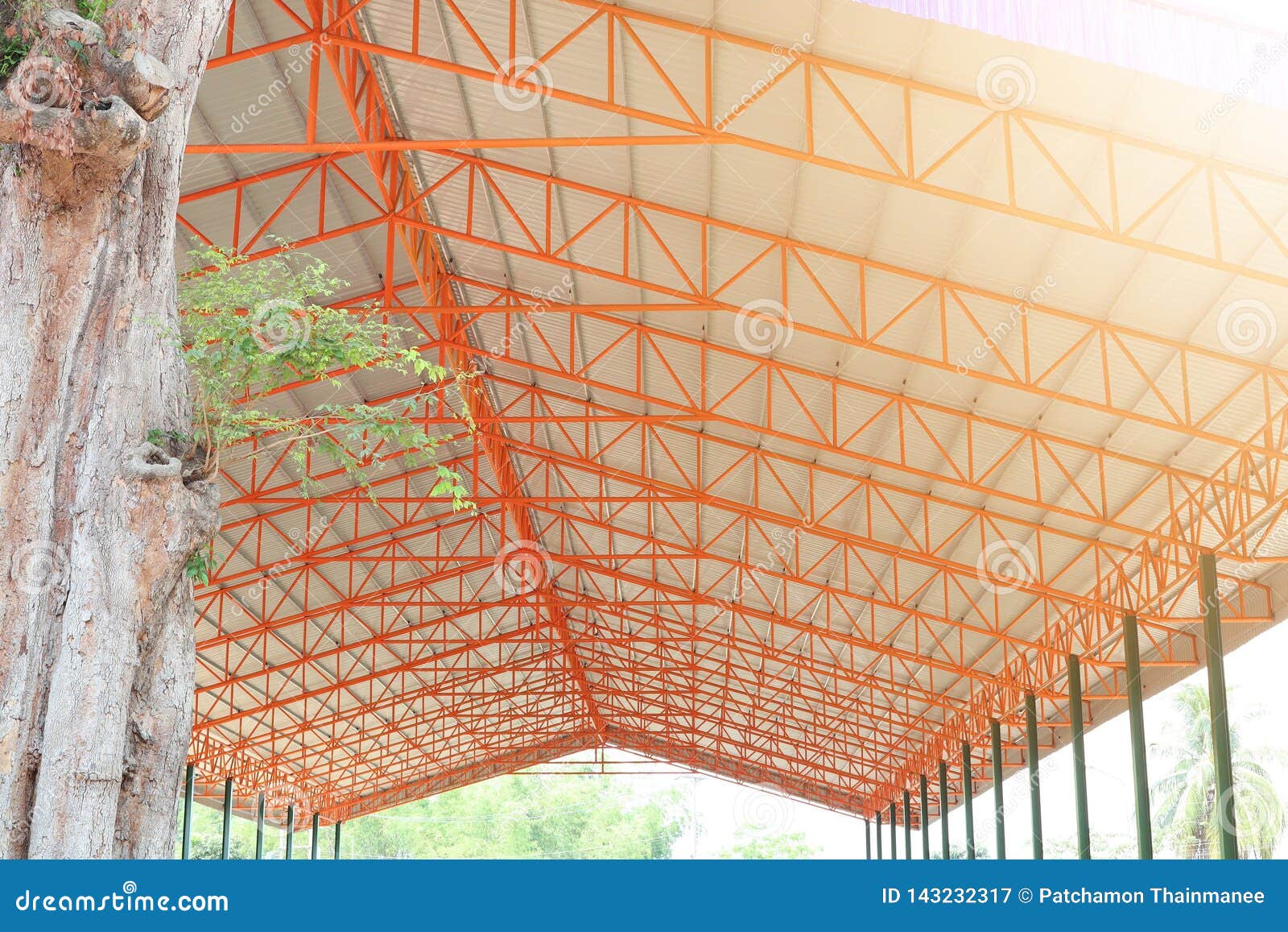 The Design of the Building is Made of Large Red Iron. Stock Image ...