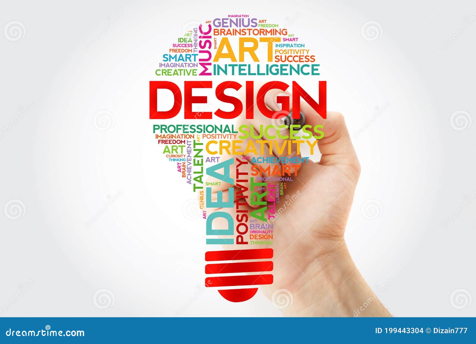 Design bulb word cloud stock photo. Image of bulb, creativity - 199443304