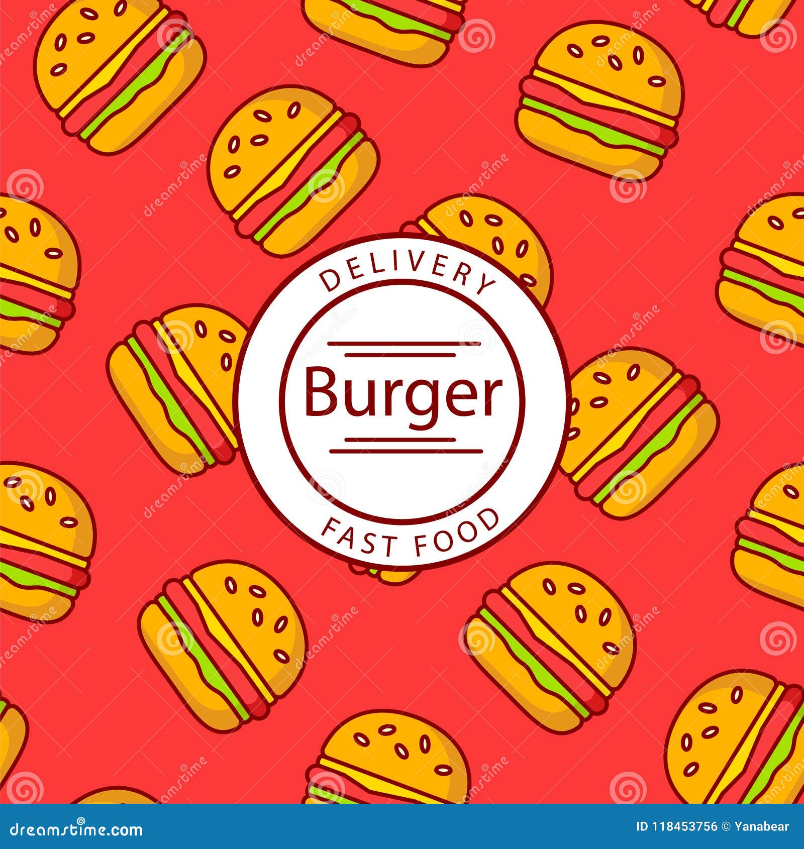Design of Burger Packaging for Fast Food Delivery. Thin Line Flat ...