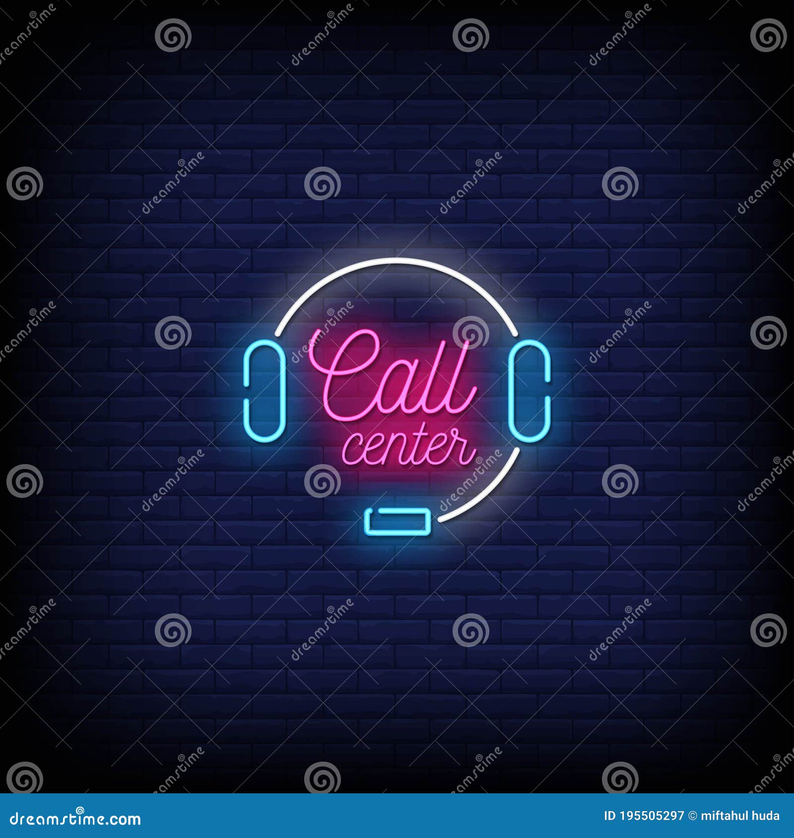 Call Center Neon Signs Style Text Vector Stock Vector - Illustration of ...