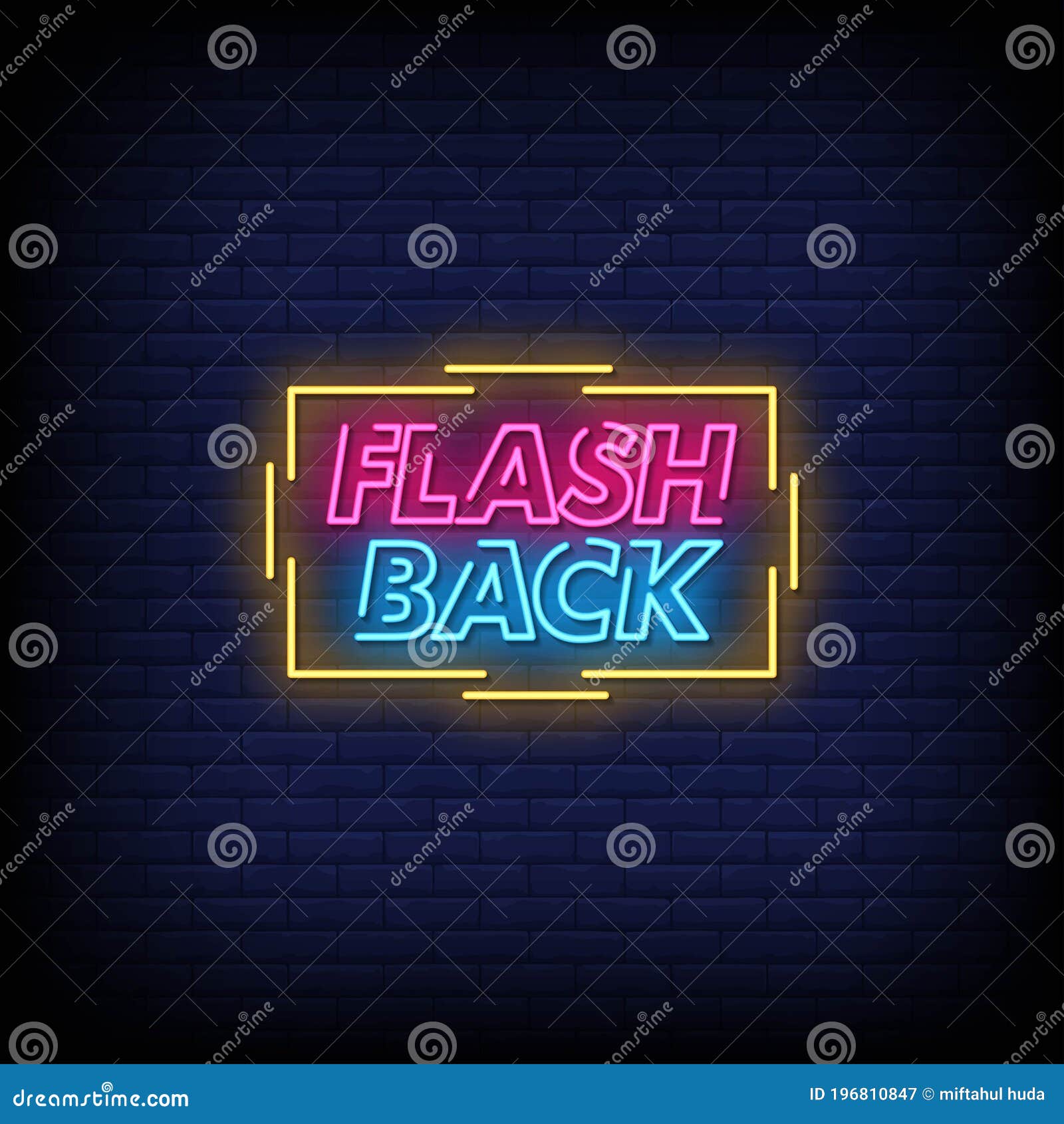 Flashback Neon Signs Style Text Vector Stock Vector - Illustration of ...