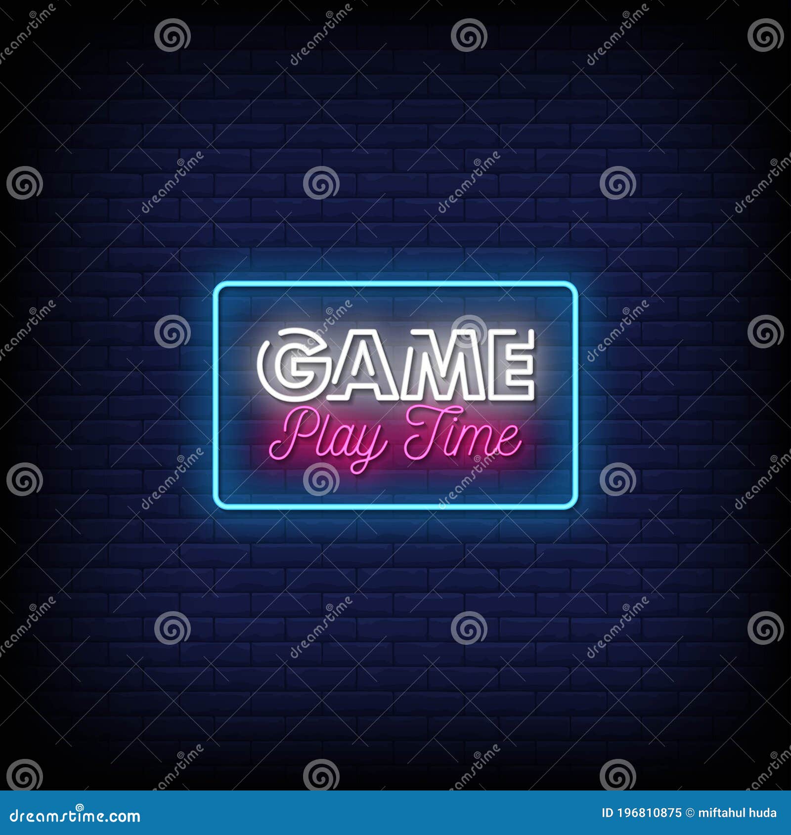 Game Play Time Neon Signs Style Text Vector Stock Vector - Illustration ...