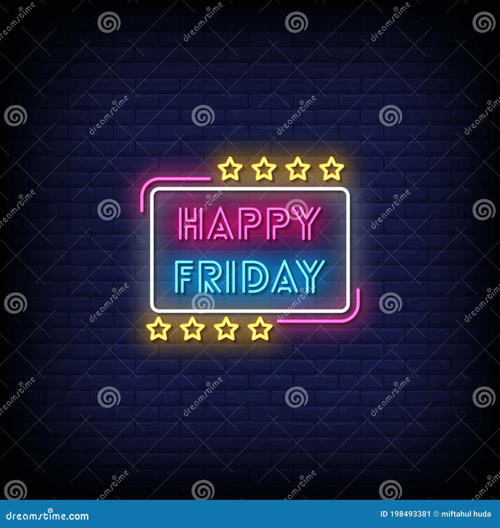 Happy Friday Neon Signs Style Text Vector Stock Vector - Illustration ...