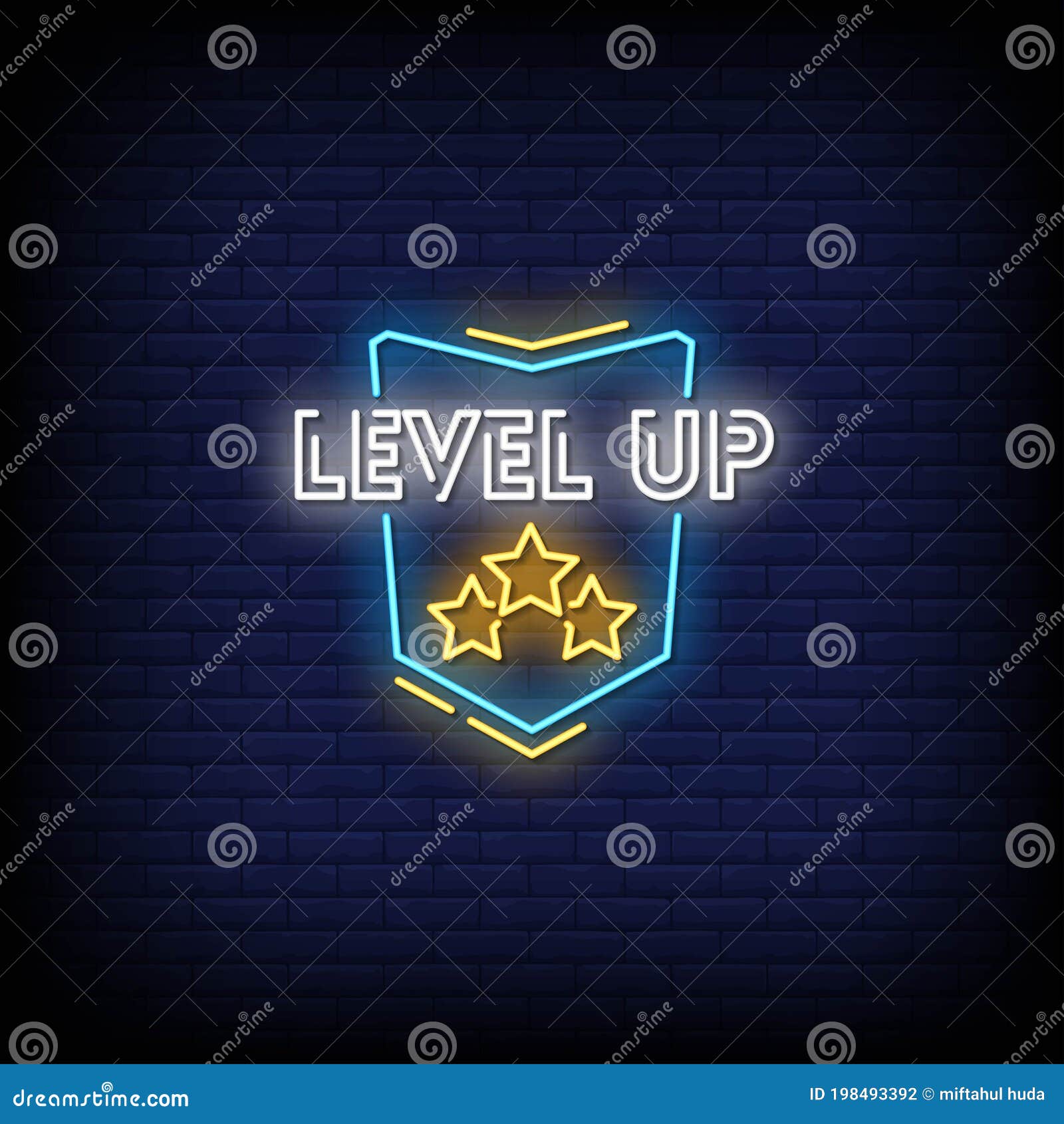 Level Up Neon Signs Style Text Vector Stock Vector - Illustration of ...