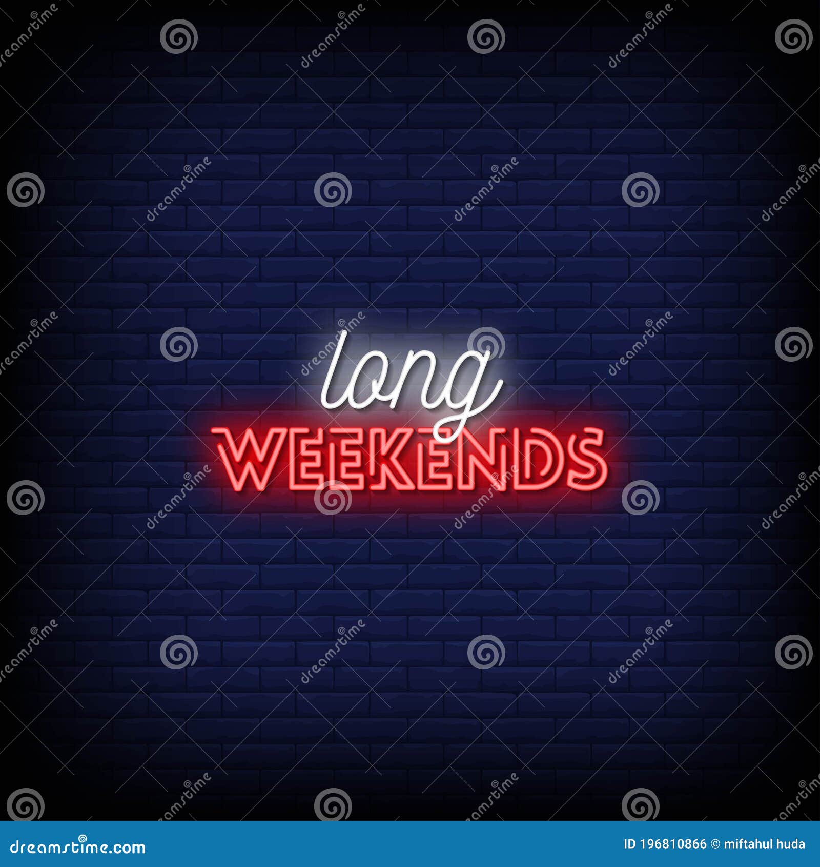 Long Weekends Neon Signs Style Text Vector Stock Vector - Illustration ...