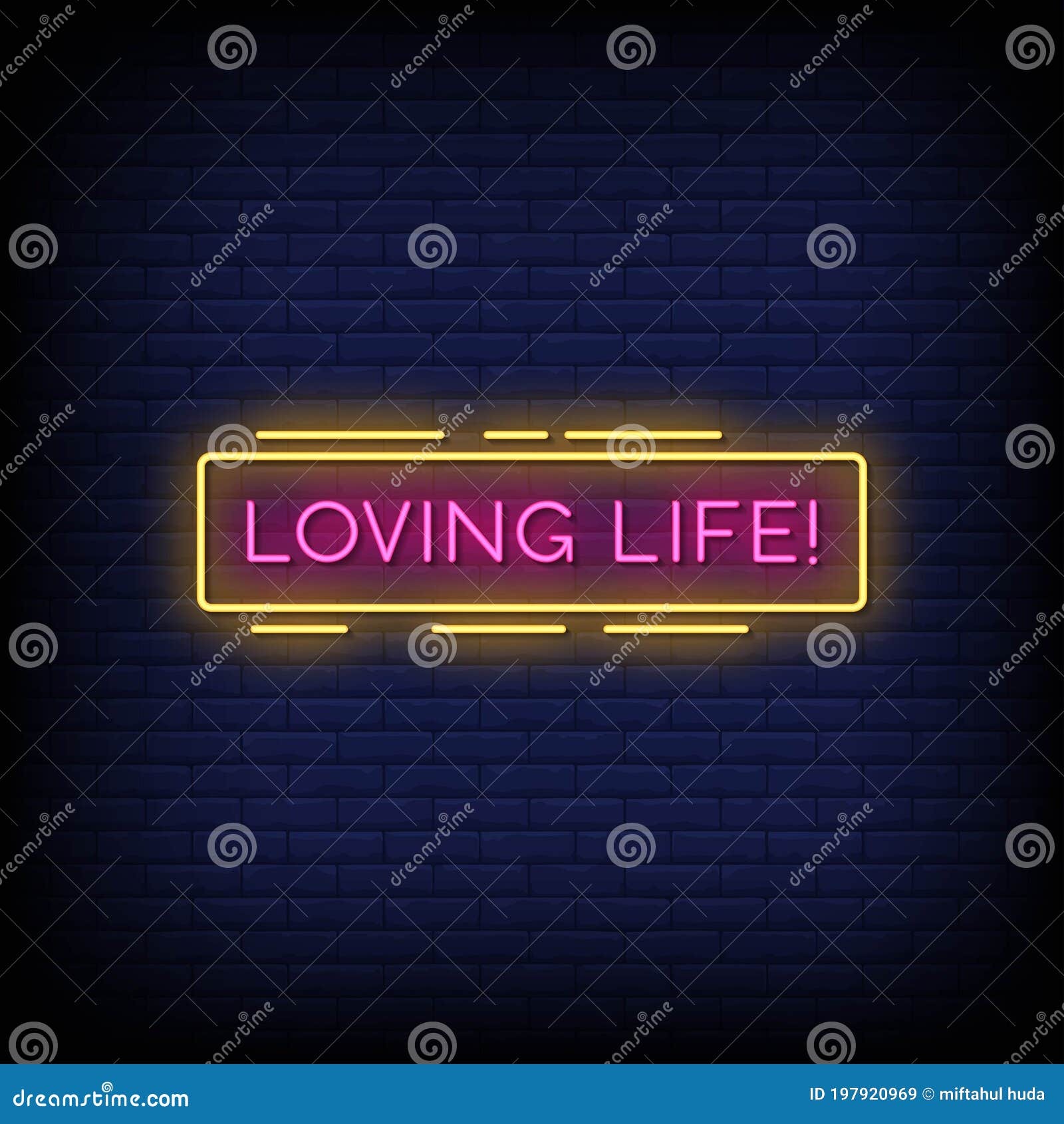 Loving Life Neon Signs Style Text Vector Stock Vector - Illustration of ...