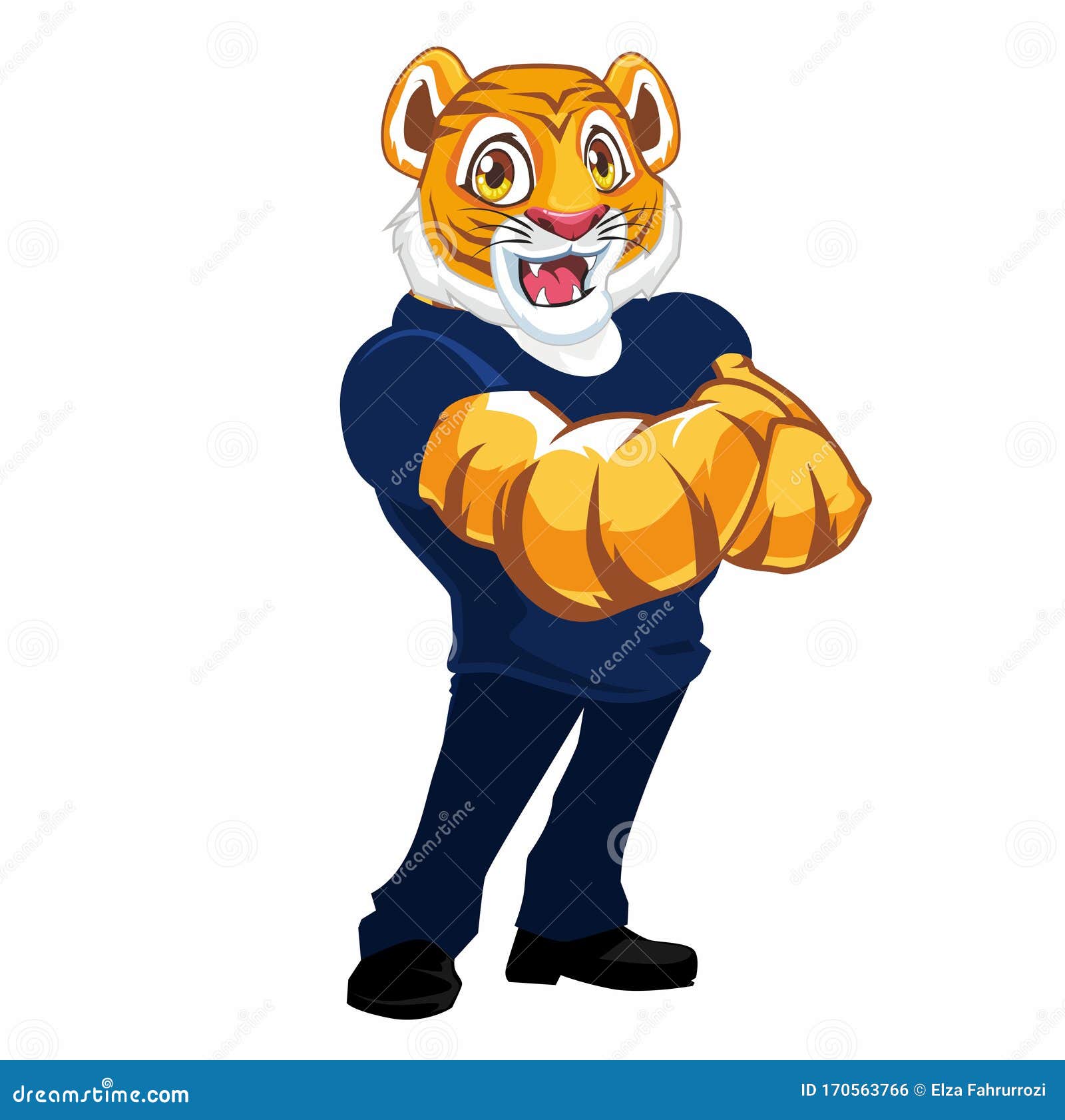 Tiger Muscle Cartoon in Vector Stock Vector - Illustration of vector ...