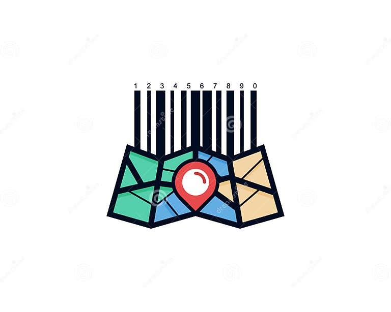 Barcode Map Logo Icon Design Stock Vector - Illustration of modern ...