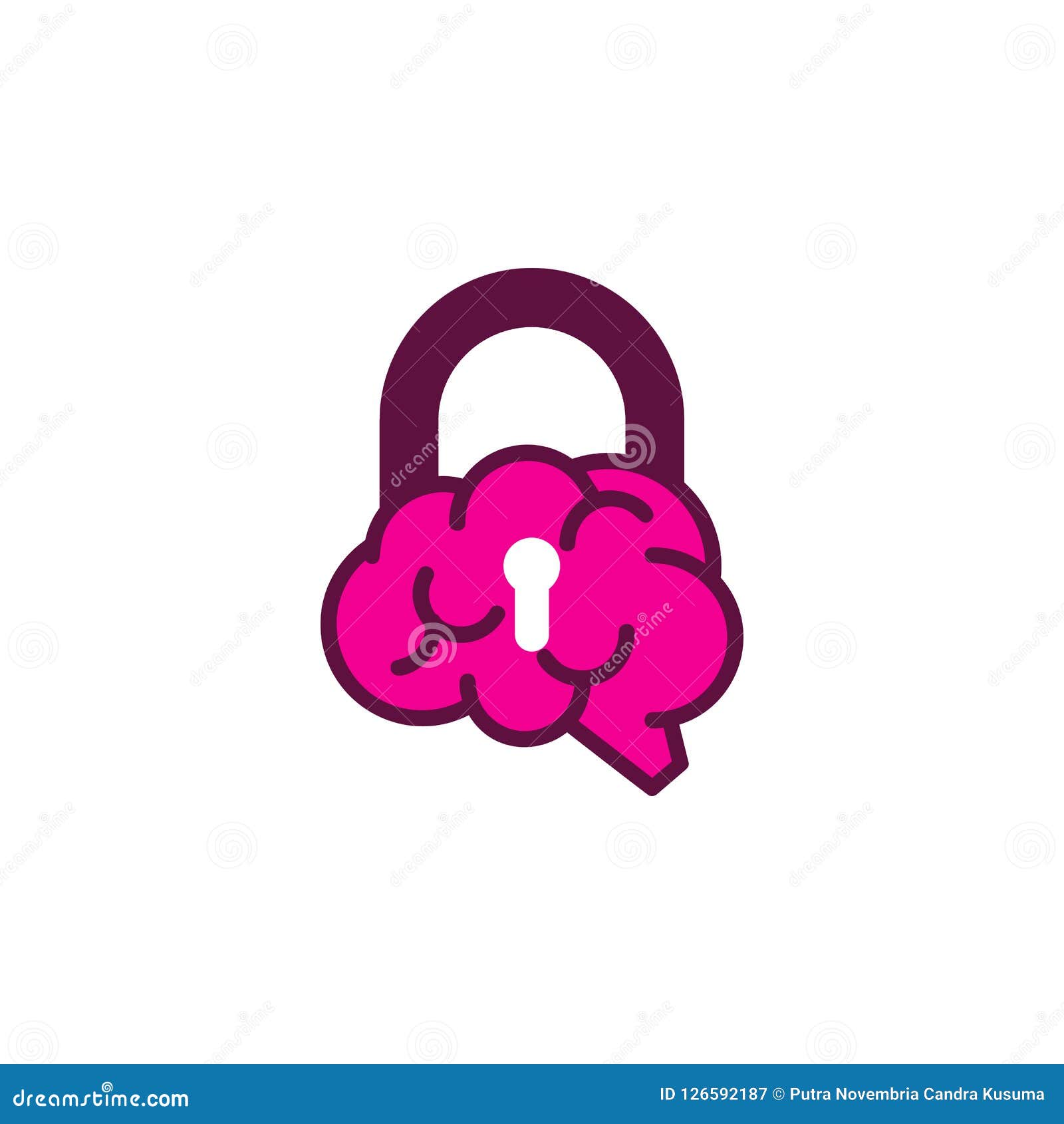 Brain Lock Logo Icon Design Stock Vector - Illustration of access ...