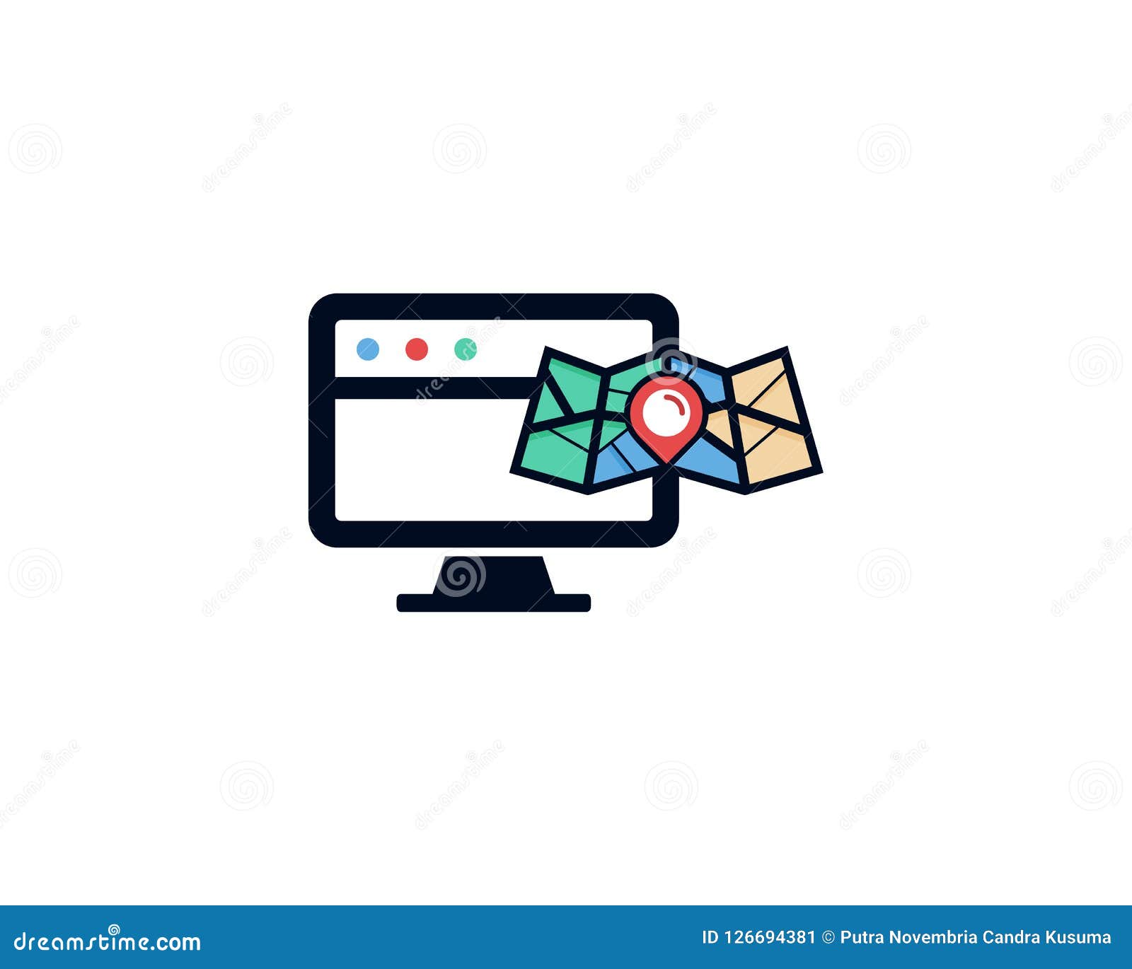 Computer Map Logo Icon Design Stock Vector - Illustration of display ...