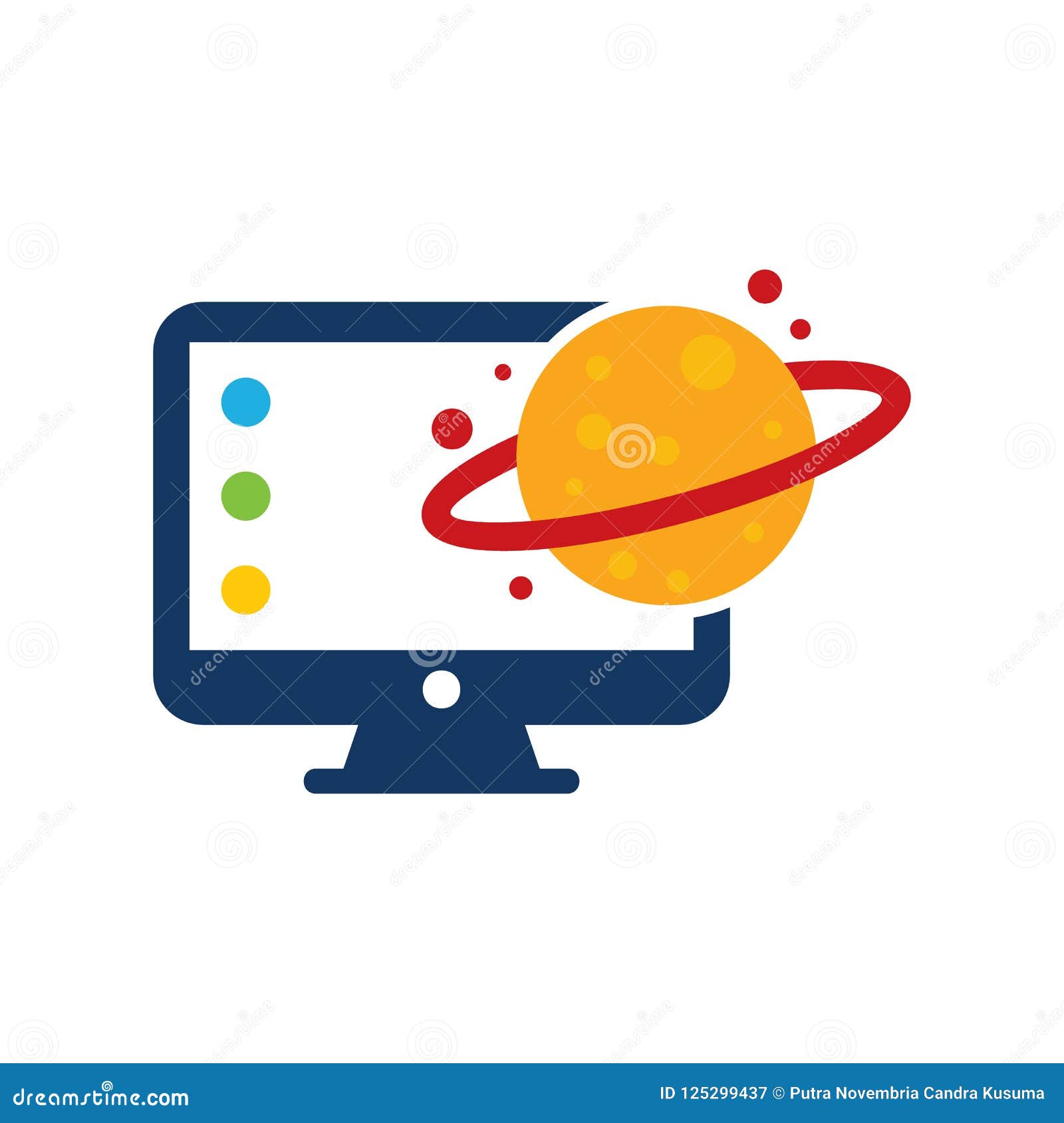 Planet Computer Logo Icon Design Stock Vector - Illustration of desktop ...