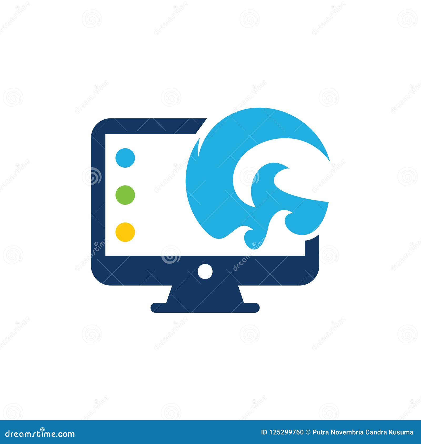 Wave Computer Logo Icon Design Stock Vector - Illustration of ...