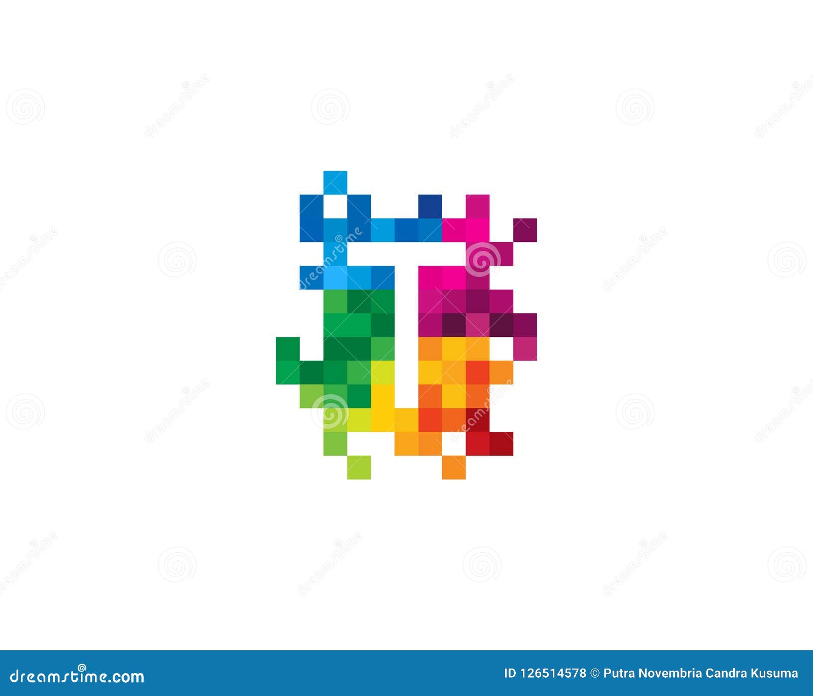 T Letter Mosaic Pixel Logo Icon Design Stock Vector - Illustration of ...