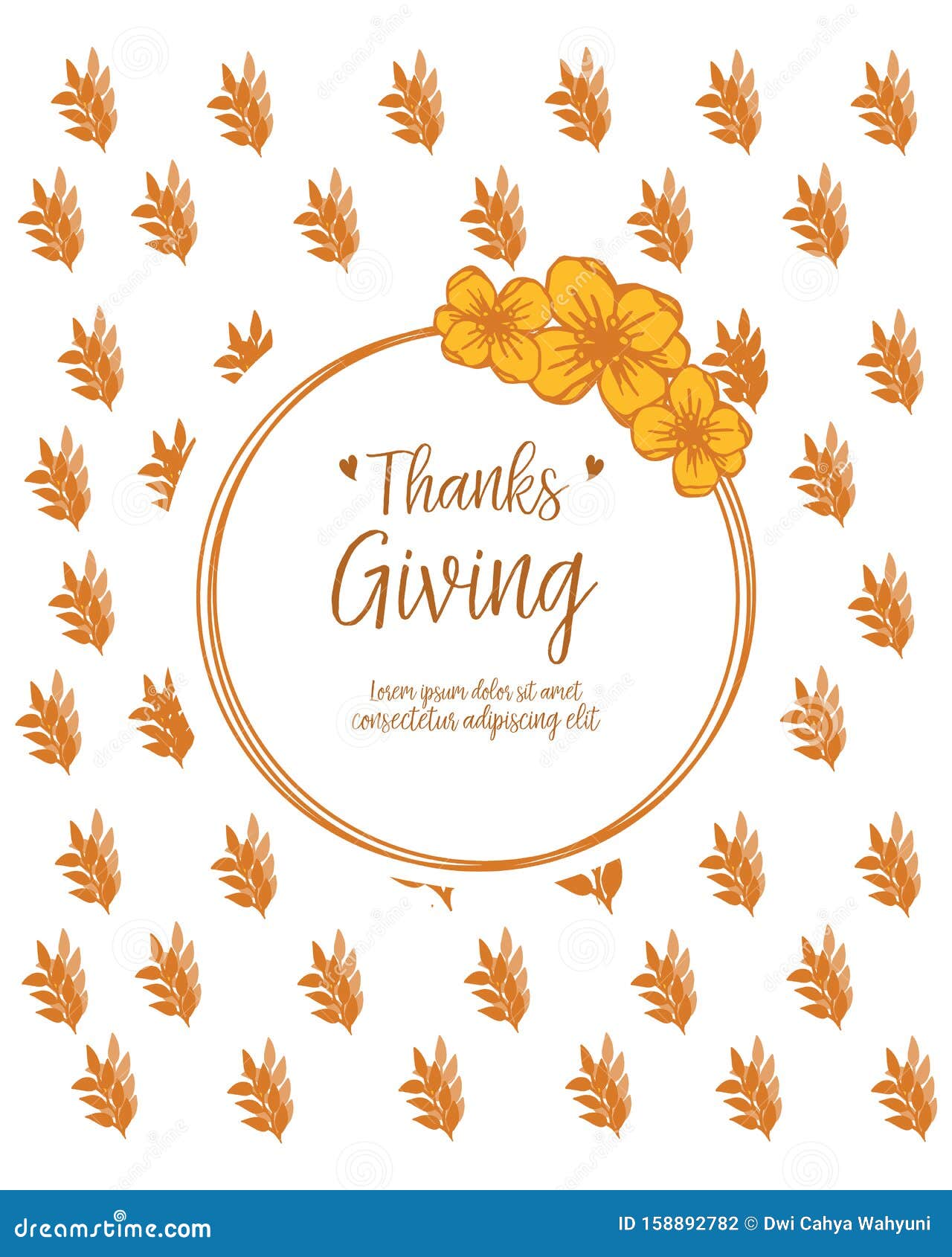 Design Card Thanksgiving with Elegant Leaf Flower Frame. Vector Stock ...