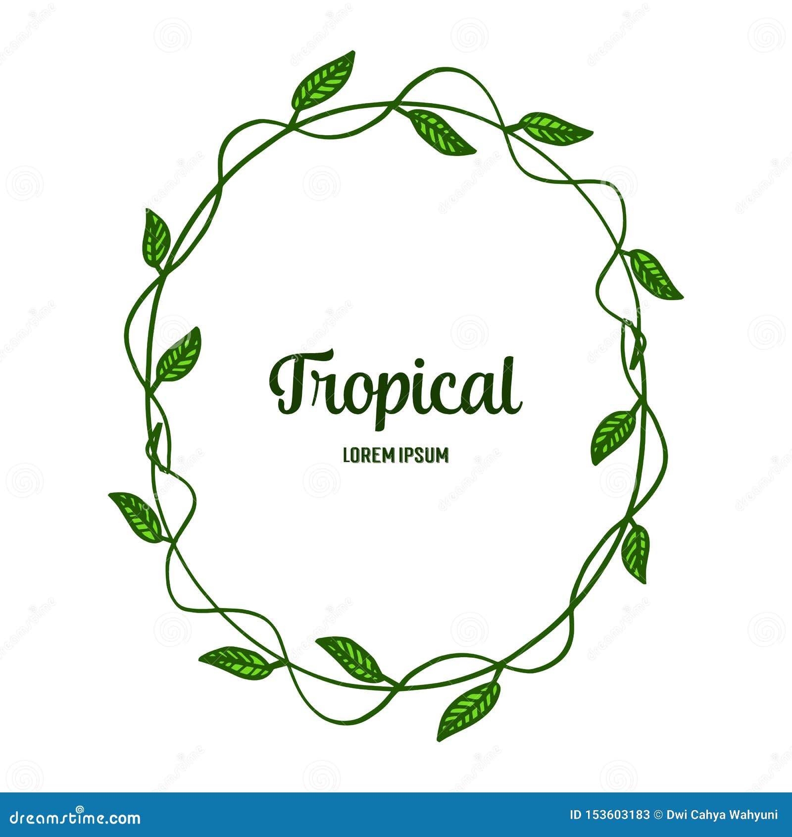 Design Card Tropical, Shape Circular Leaf Flower Frame with Space for ...