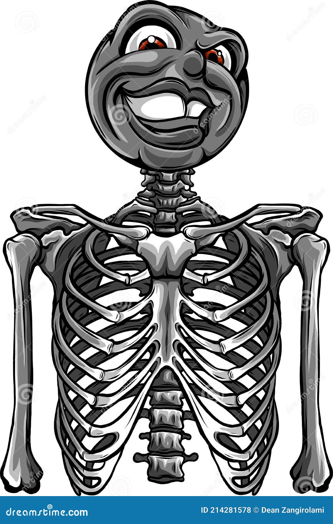 Design Cartoon Funny Skeleton with Smile Head Vector Stock Vector ...
