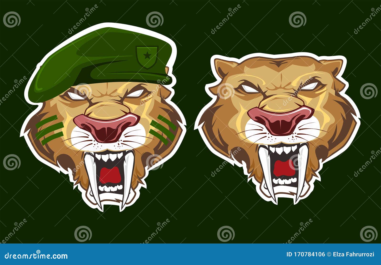 Tiger Army Icon Cartoon in Vector Stock Vector - Illustration of wild ...