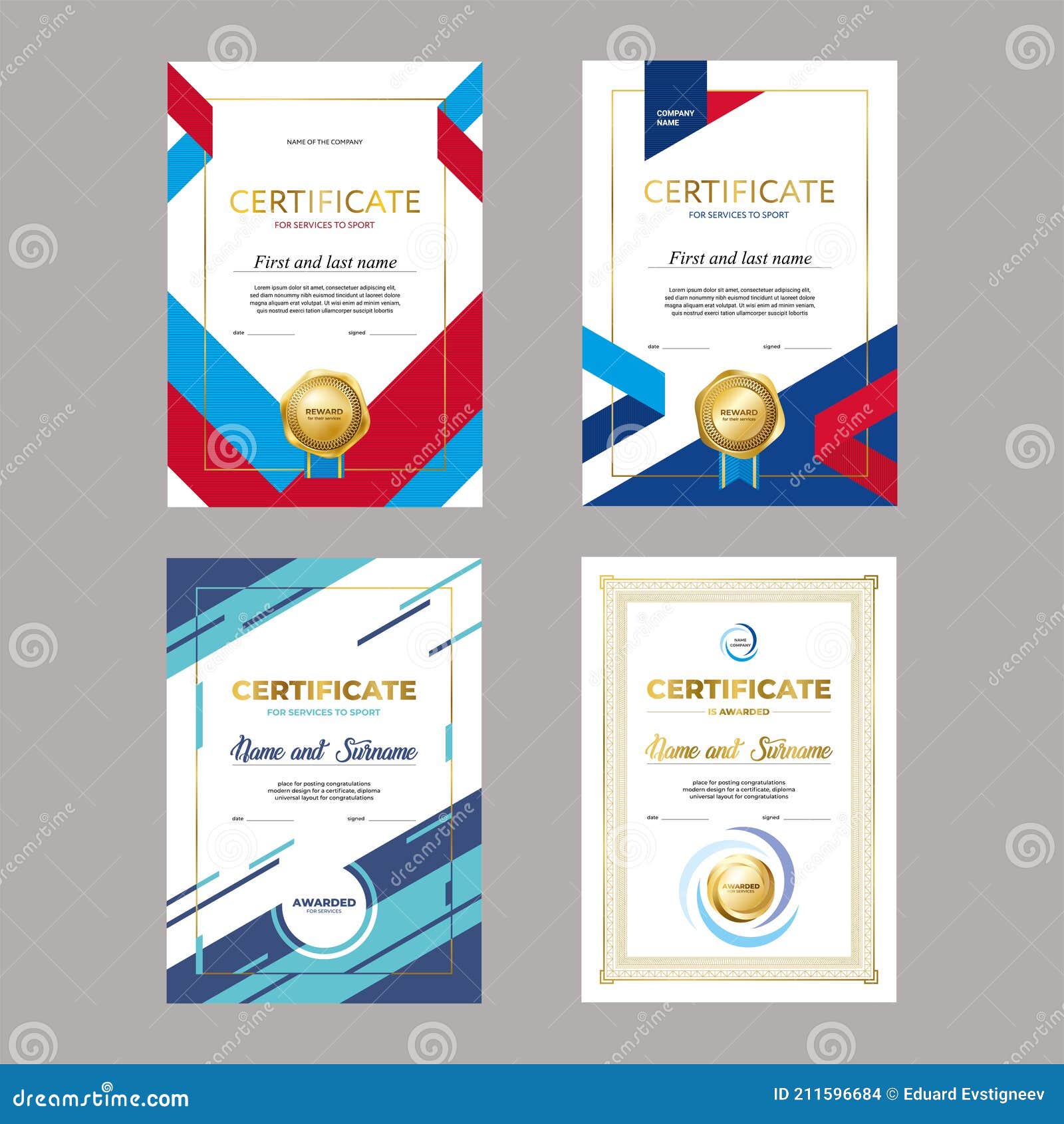 Design of Certificate, Diploma, Modern Geometric Design Stock Vector ...