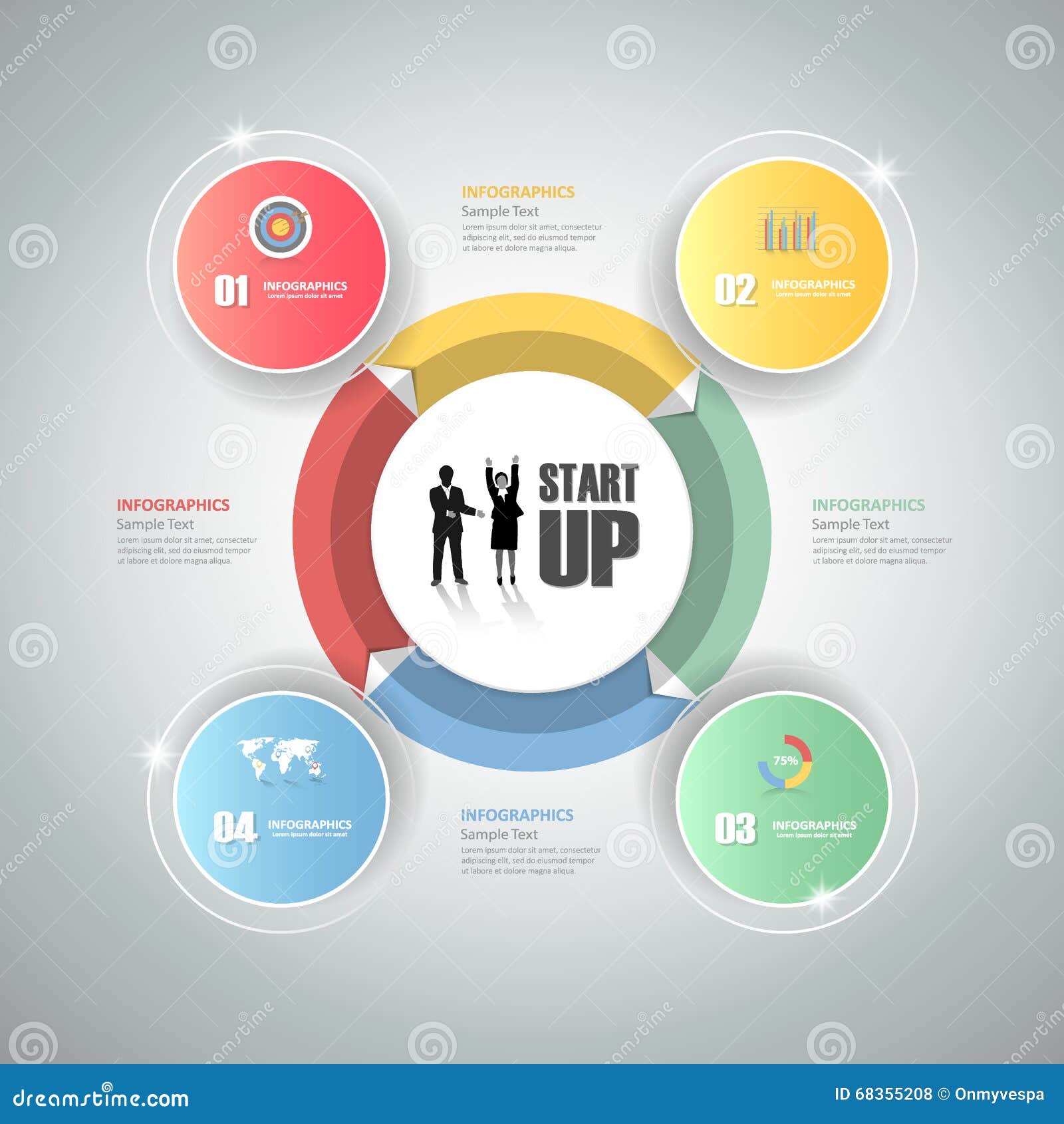 Design Circle Infographic 4 Steps. Can Be Used for Workflow Layout ...