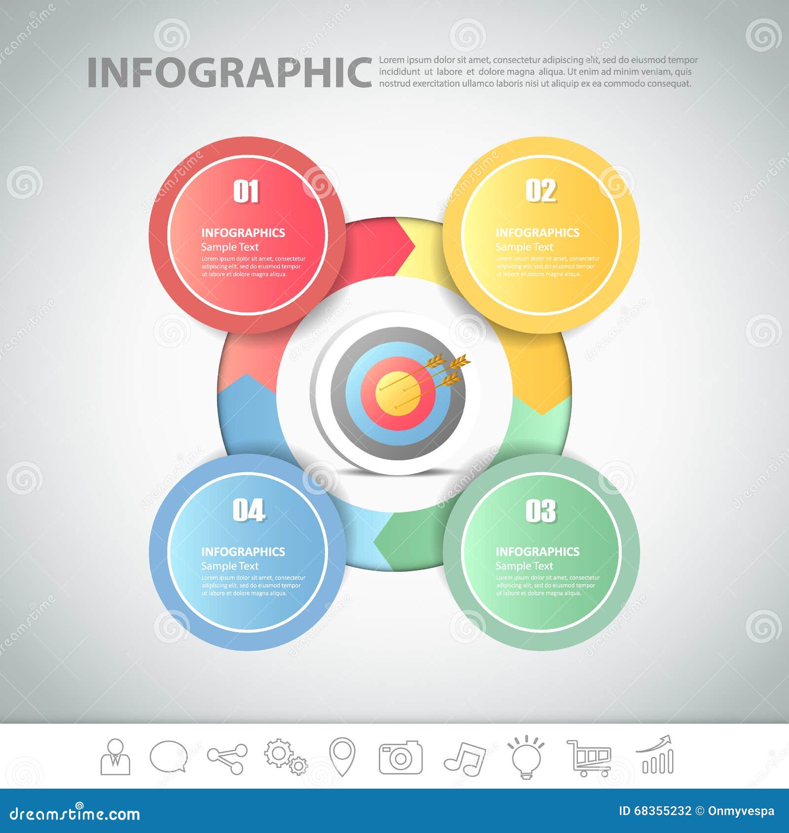 Design Circle Infographic 4 Steps. Can Be Used for Workflow Layout ...