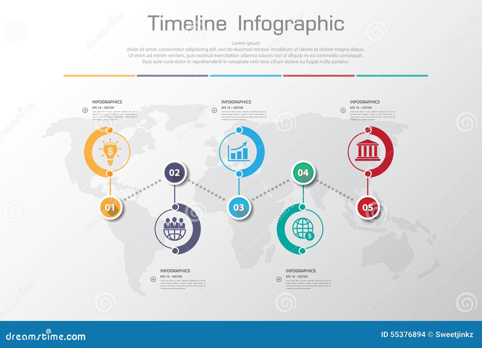 Design Clean Number Timeline Template Stock Vector - Illustration of ...