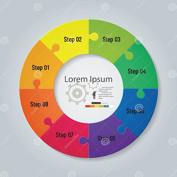 Design Clean 8 Step Flow Chart. Vector. Stock Vector - Illustration of ...