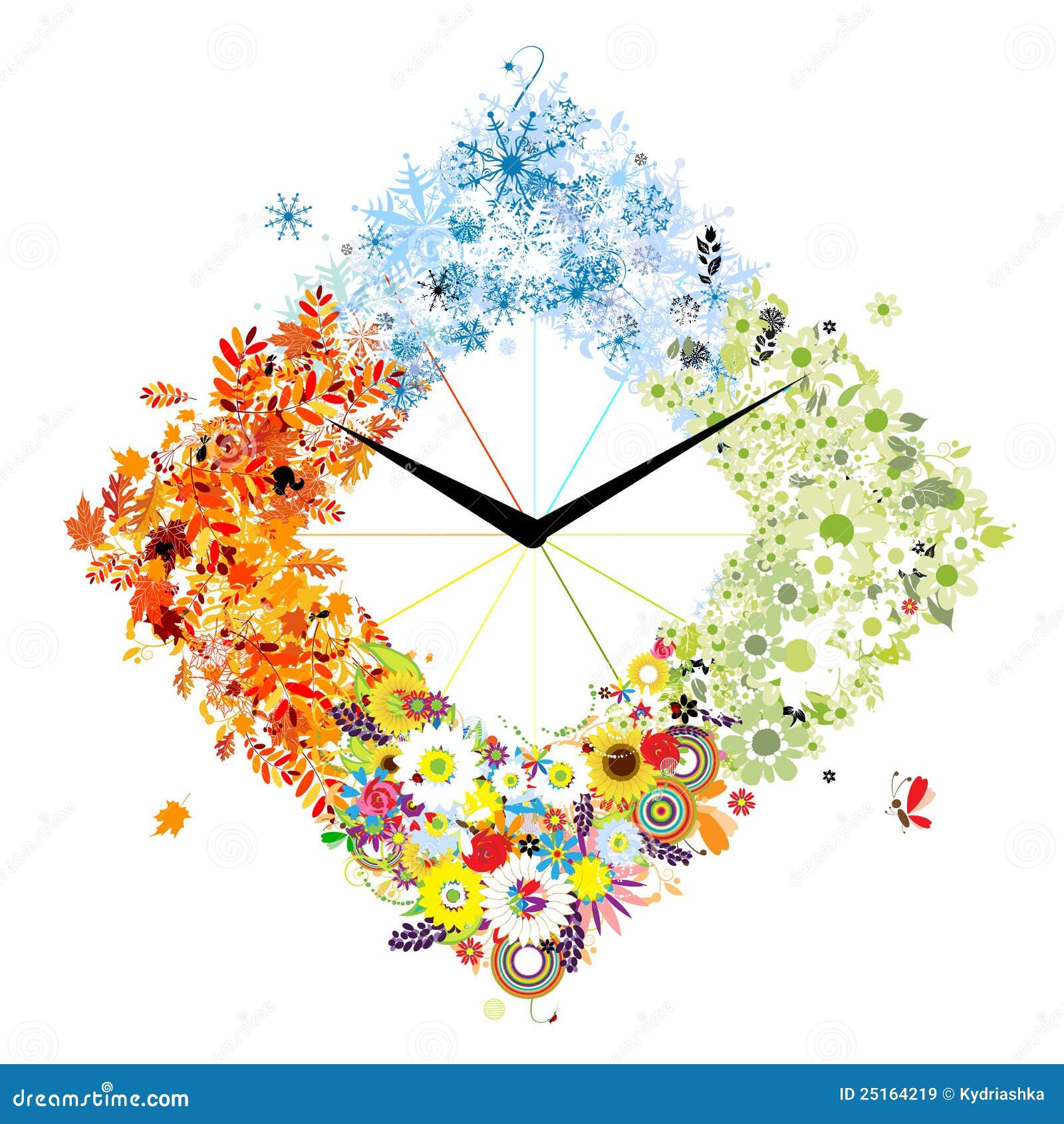 Design of Clock. Four Seasons, Concept Stock Vector - Illustration of ...
