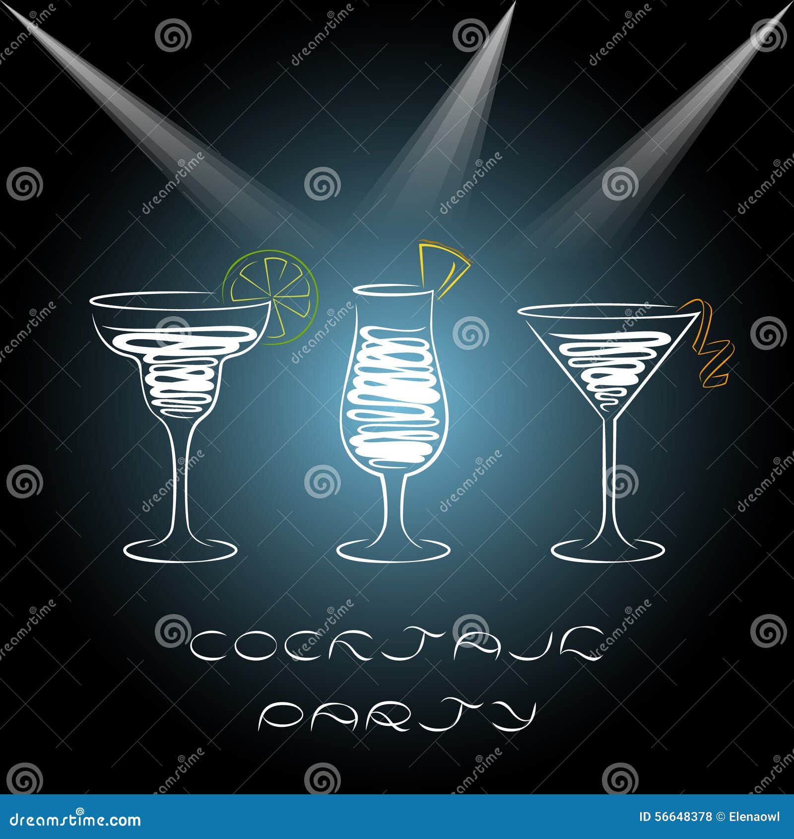 Design For Cocktail Party Invitation With Cocktails. Vector ...