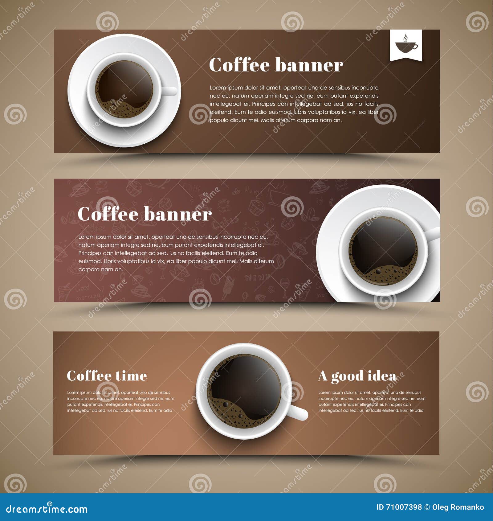 Design Coffee Banners with a Cup of Coffee. Stock Vector - Illustration ...