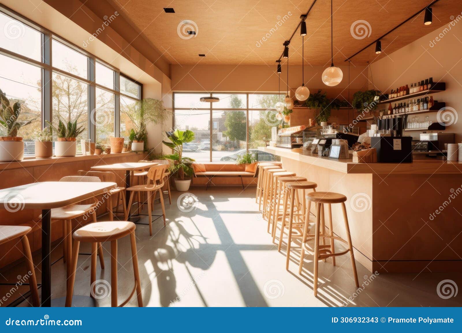 Design of a Coffee Shop with Kitchen Counter and Sitting Area Stock ...