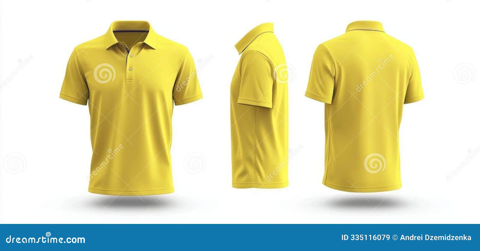 Design for a Collared Shirt Mockup, Front, Side and Back Views, 3D ...