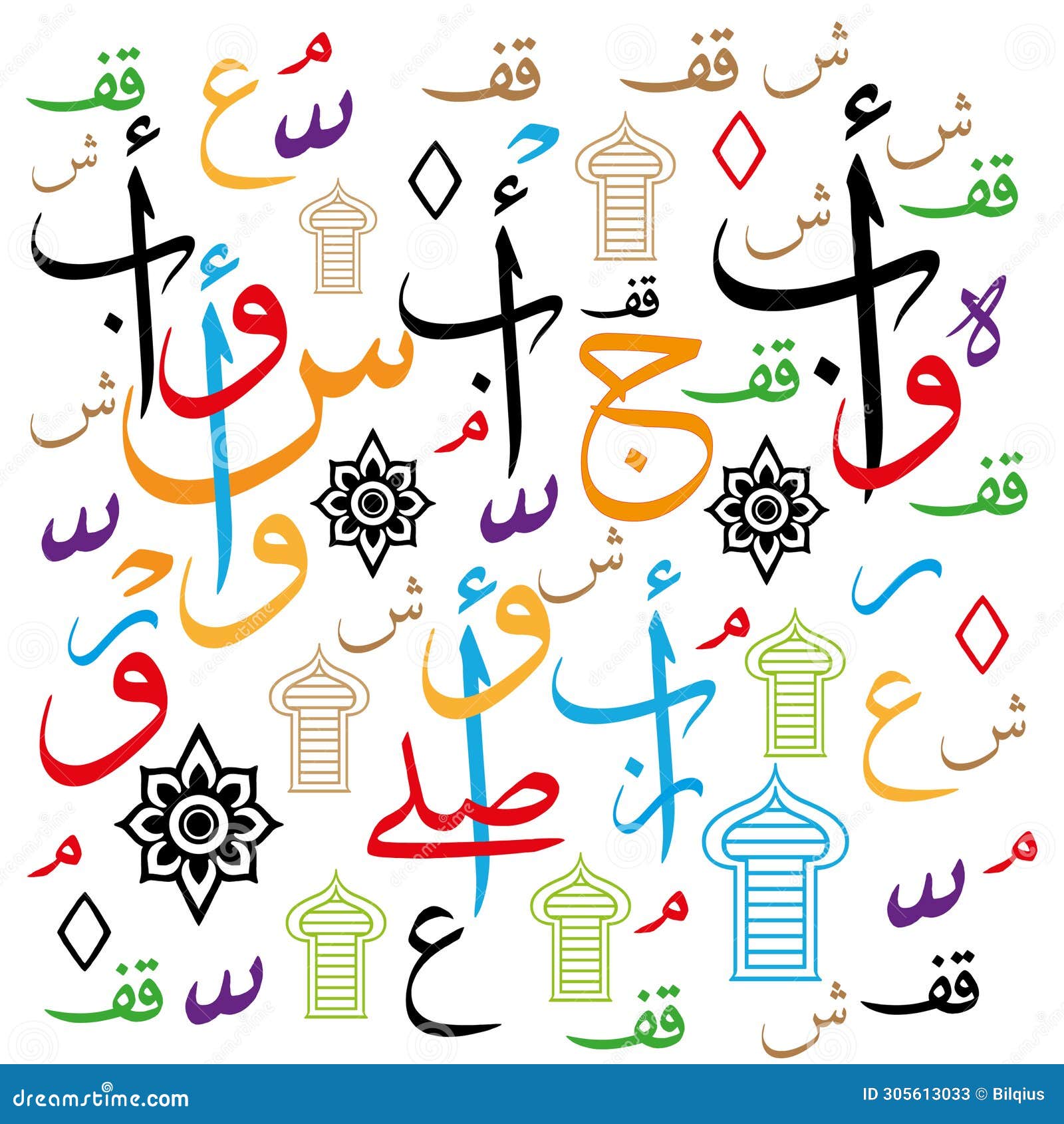 Design Of Colorful Arabic Letters In Thuluth Script Royalty-Free Stock ...