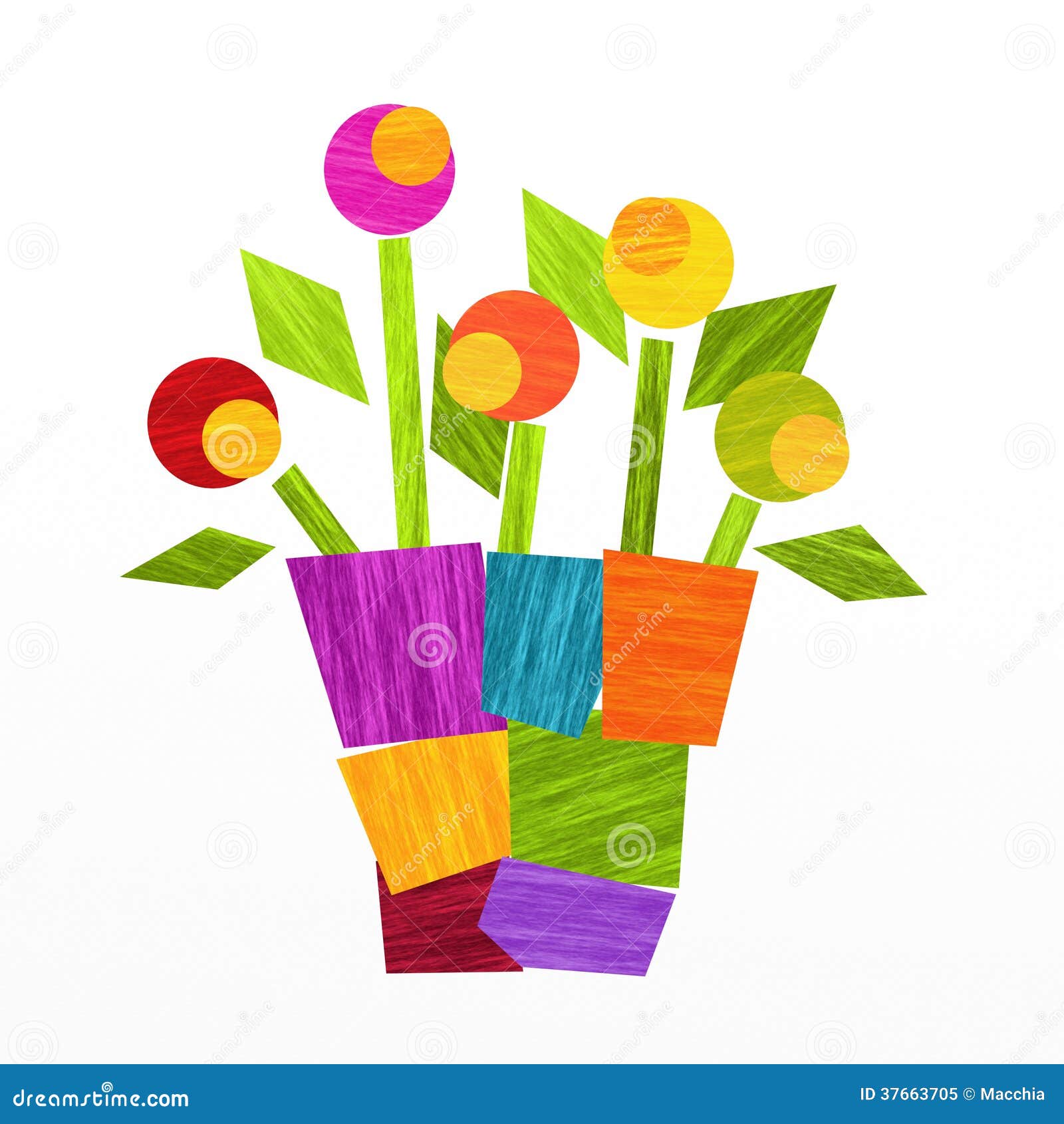 Design with Colorful Flower Vase Stock Illustration - Illustration of ...
