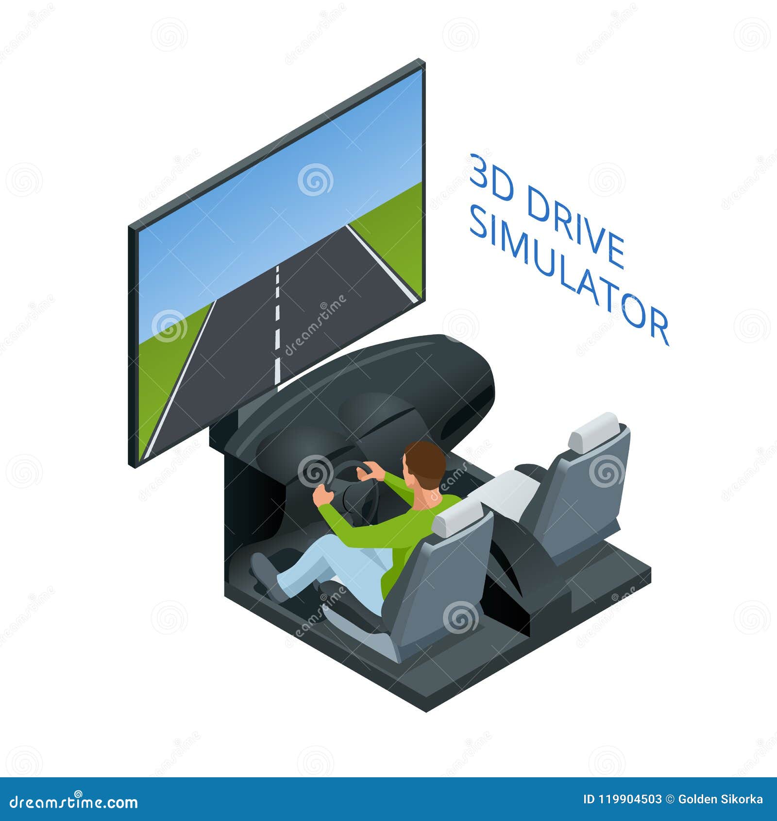 Design Concept Driving School or Learning To Drive. Flat Isometric ...